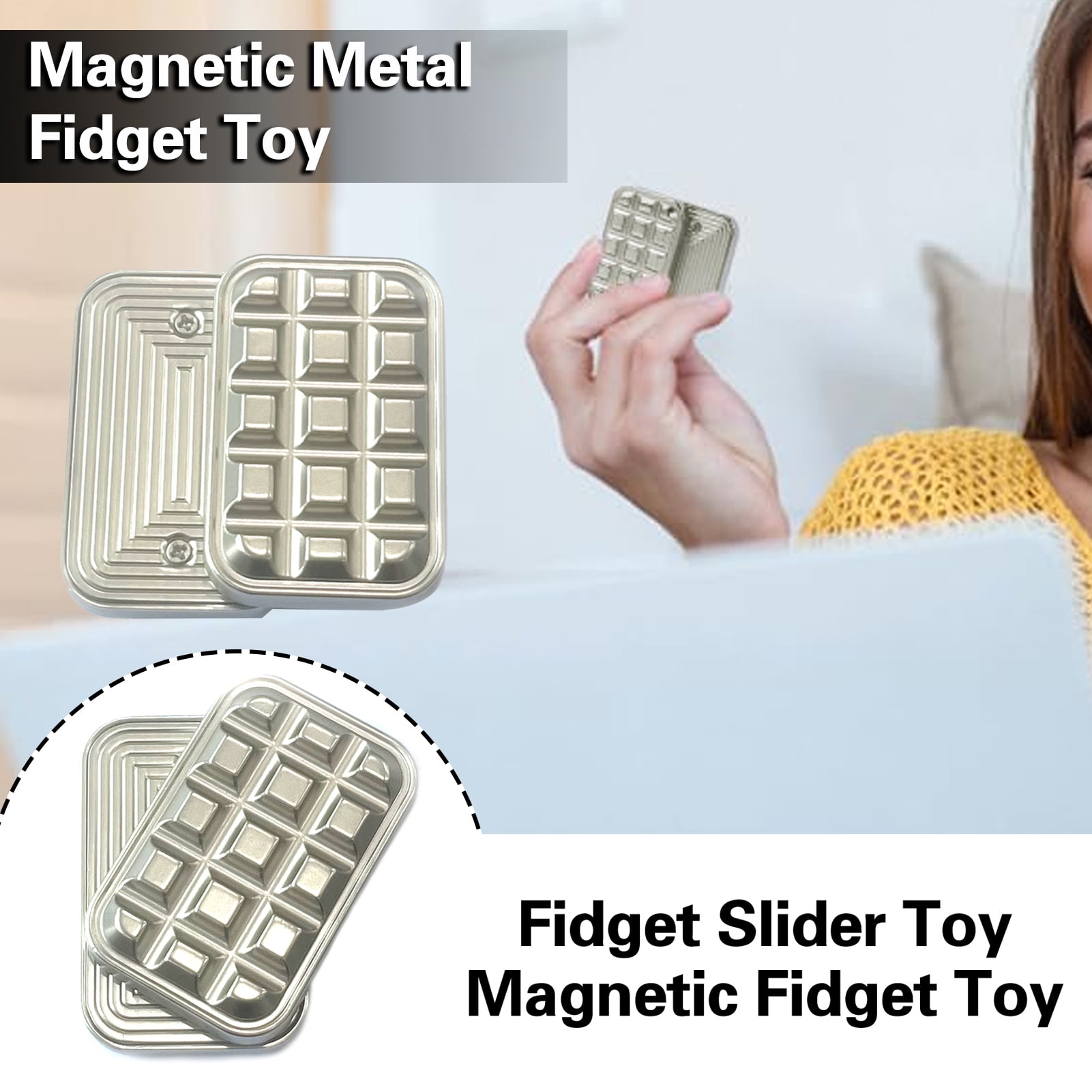 Riguas Magnetic Metal Slider Fidget Toy Pocket-sized Haptic Card Fidget ...
