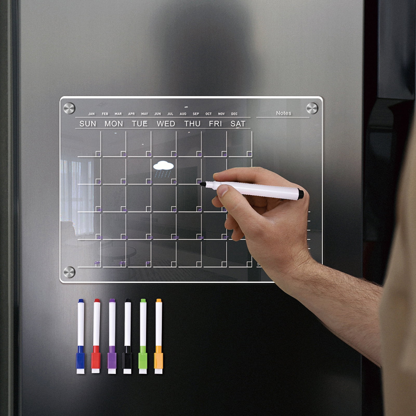 Riguas Magnetic Monthly Calendar with Marker Pens Scratch-proof ...