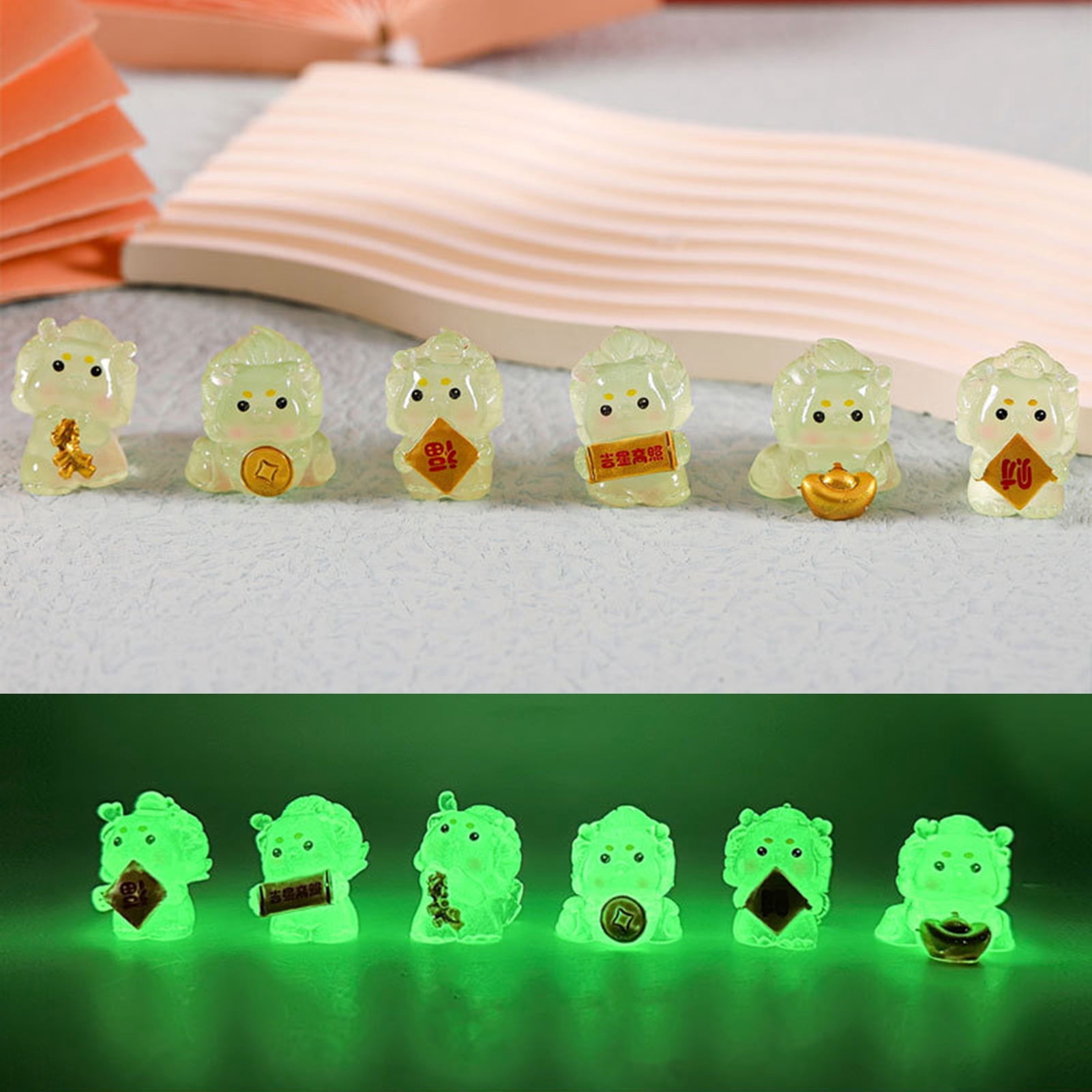 Riguas Mini Luminous Dragon Figurines Glowing in The Dark Cartoon ...