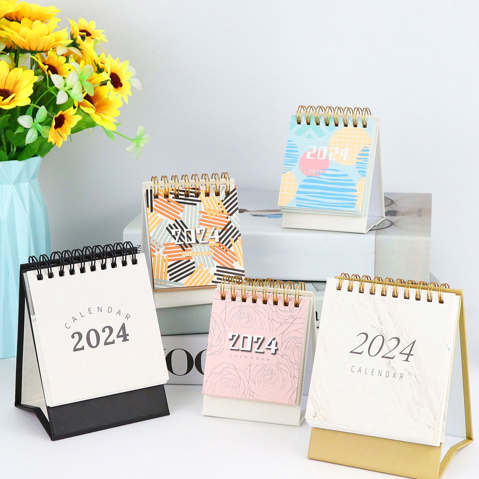 Riguas Mini Standing Desk Calendar Premium Thick Paper Design Compact ...