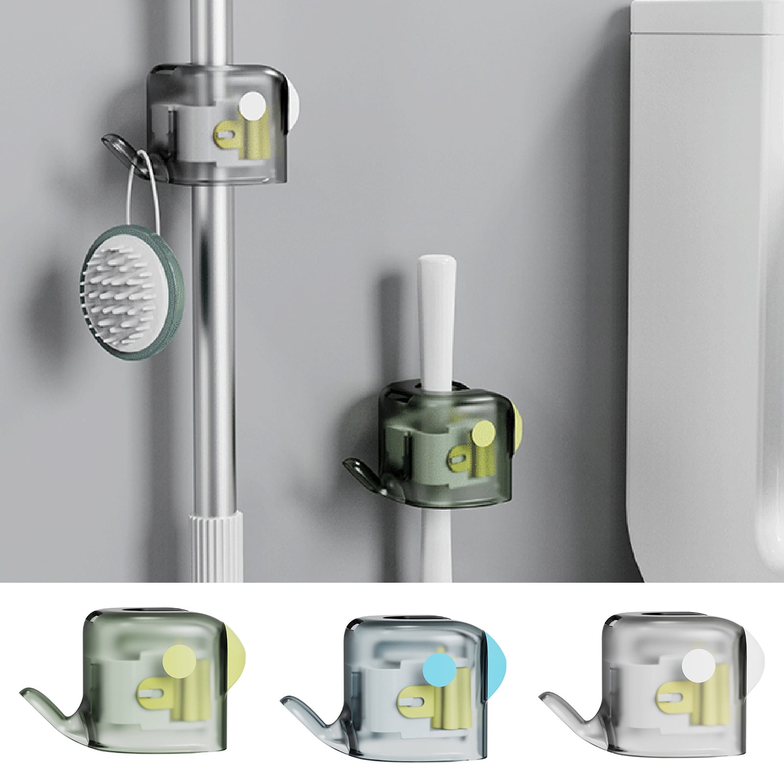 Riguas Mop Rack with Traceless Sticker Self-adhesive Punch Free Wall ...