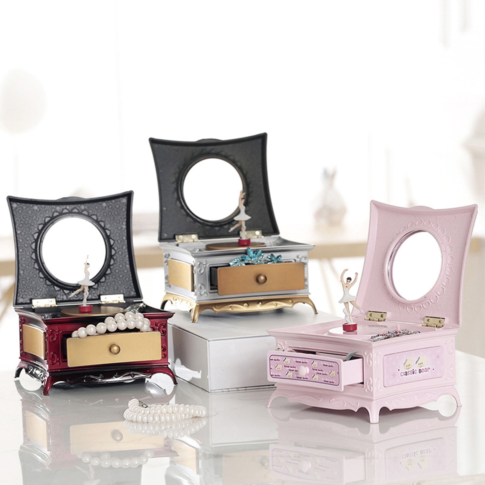 Riguas Music Box European Style Hand Cranked Jewelry Storage Classical ...
