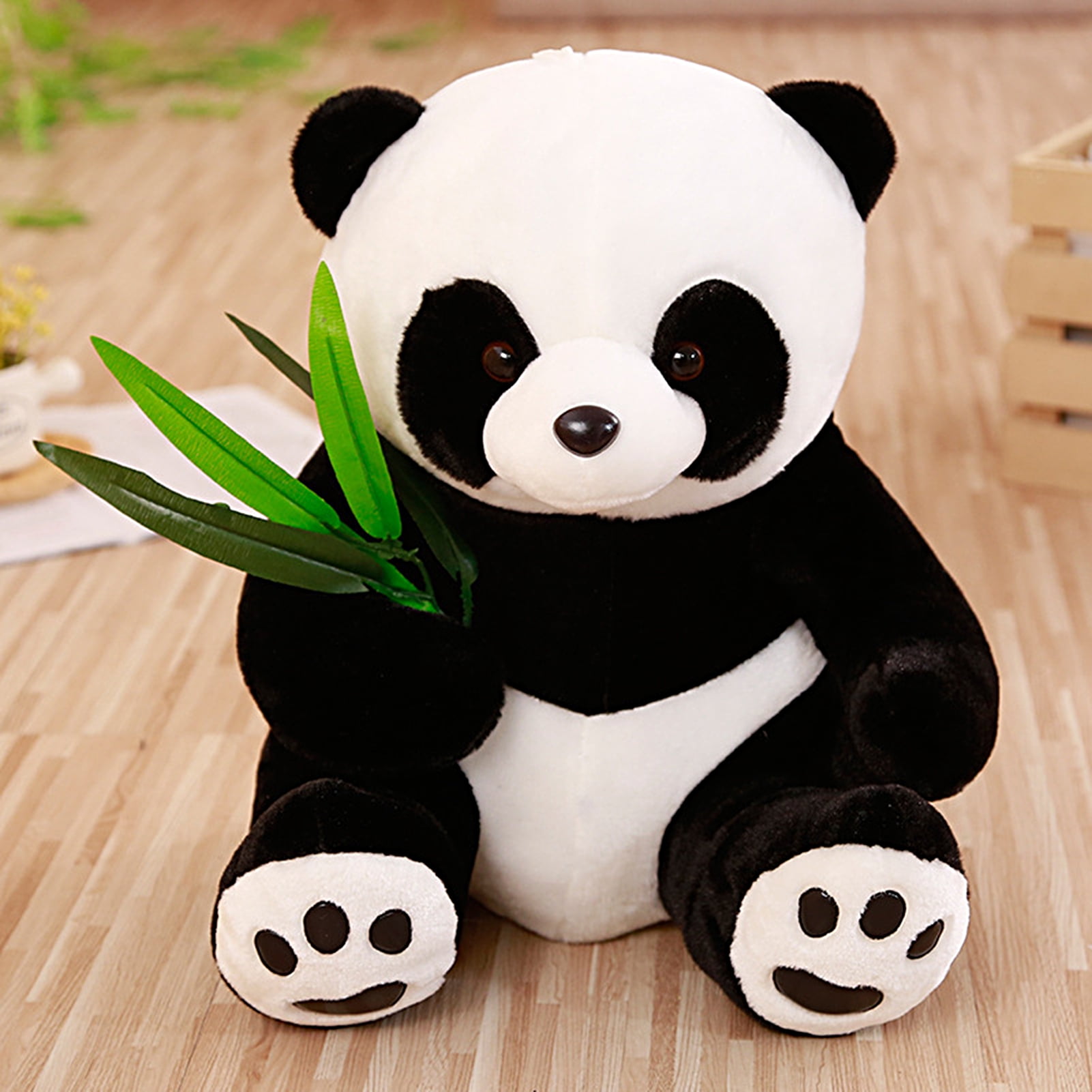 Riguas Panda Plush Doll Contrast Color Realistic Fully Filled Bamboo ...