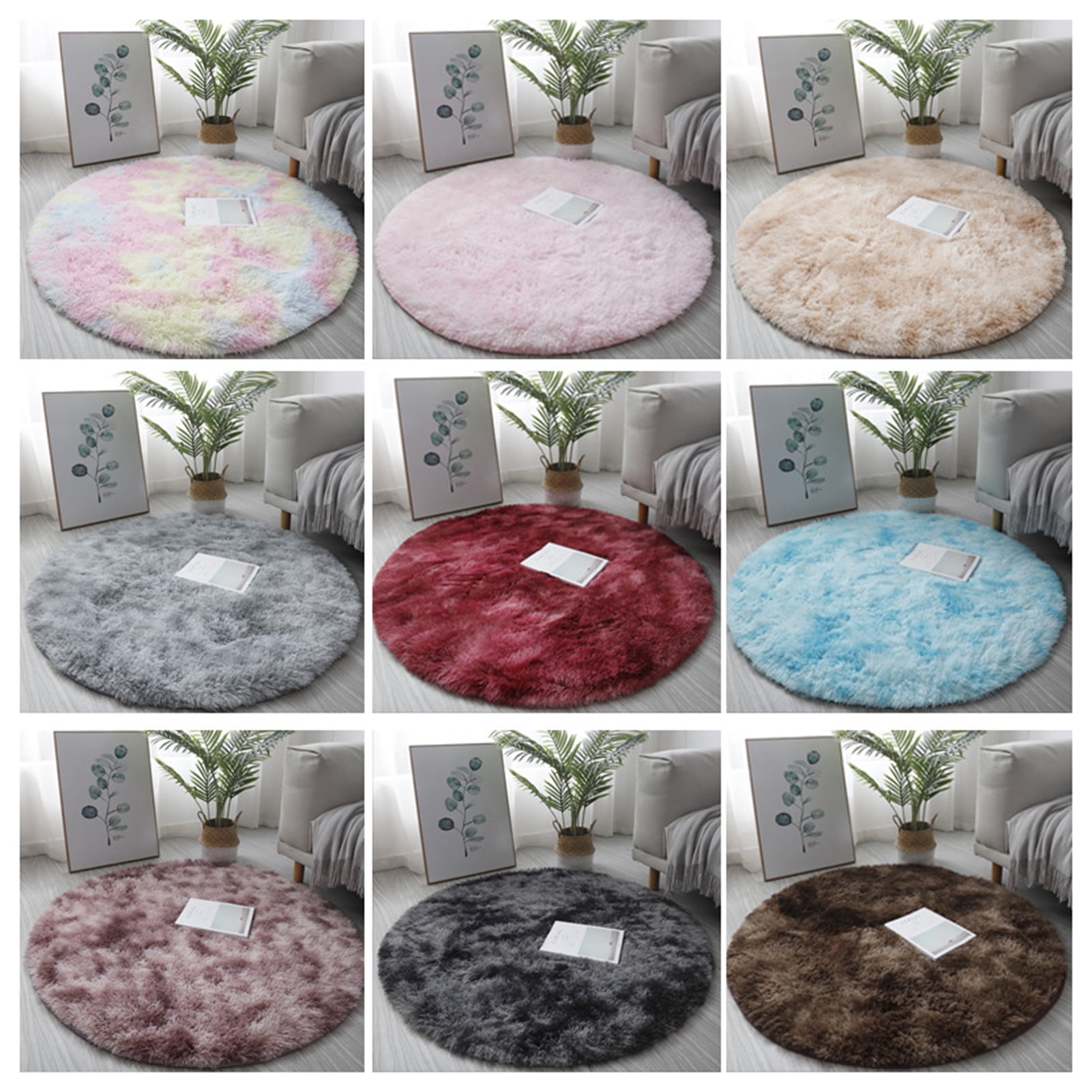 Riguas Plush Carpet Ultra Soft Thick Non-slip Warm-keeping Round Tie ...