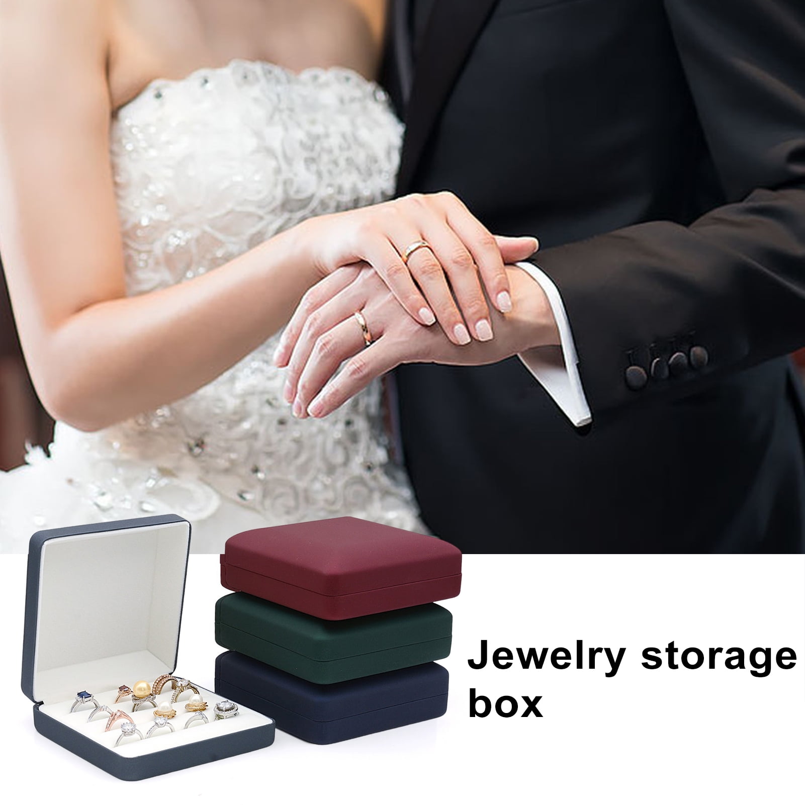 Riguas Portable Jewelry Storage Box Luxury Faux Leather Velvet Lining ...