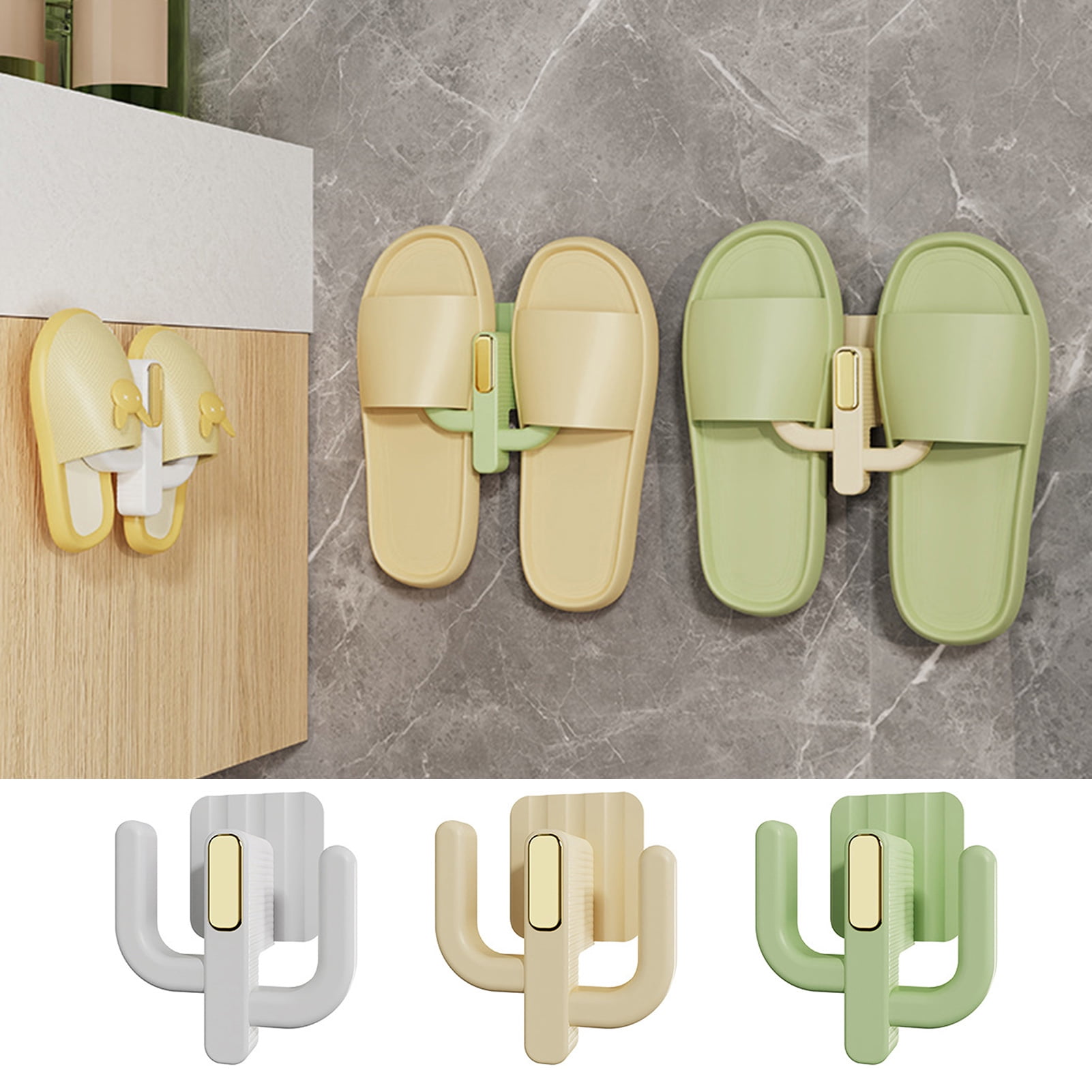 Riguas Punch-free Slipper Rack Cactus Shape Space Saving Wall Mounted ...