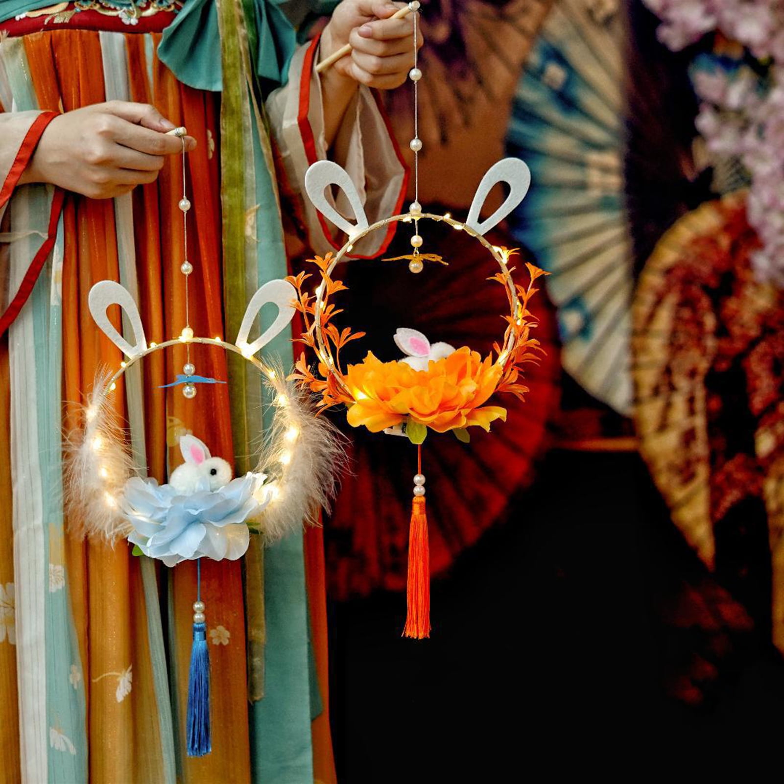 Riguas Rabbit Lantern Cute Tassel Fake Flower Various Styles Luminous ...