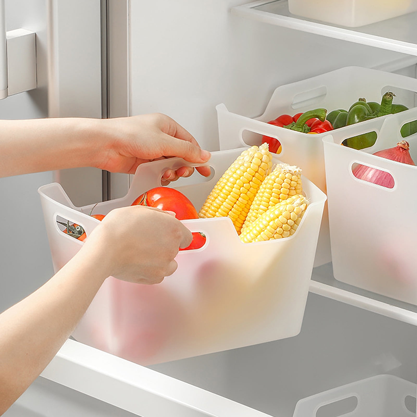 Riguas Refrigerator Storage Basket Large Capacity Hollow Handle ...