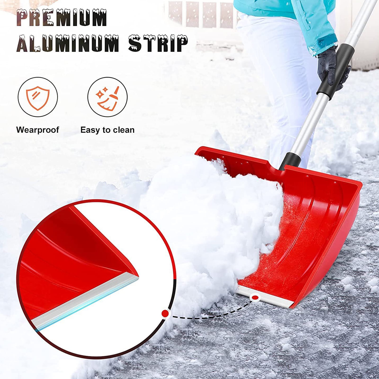 Riguas Snow Shovel Detachable Large Capacity Adjustable Length ...