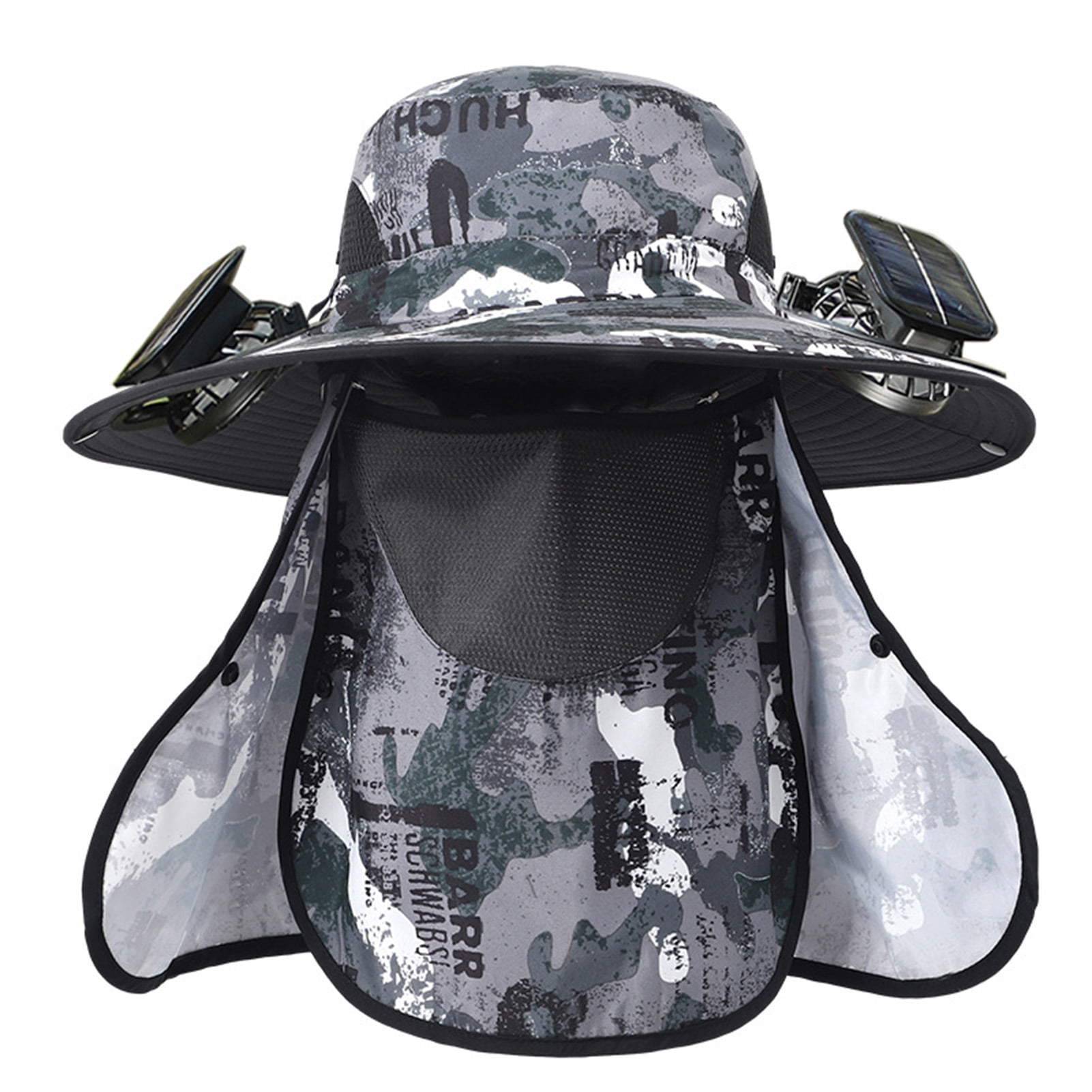 Riguas Solar Fan Wide Brim Sun Hat with Neck Flap & Face Guard - 3 ...