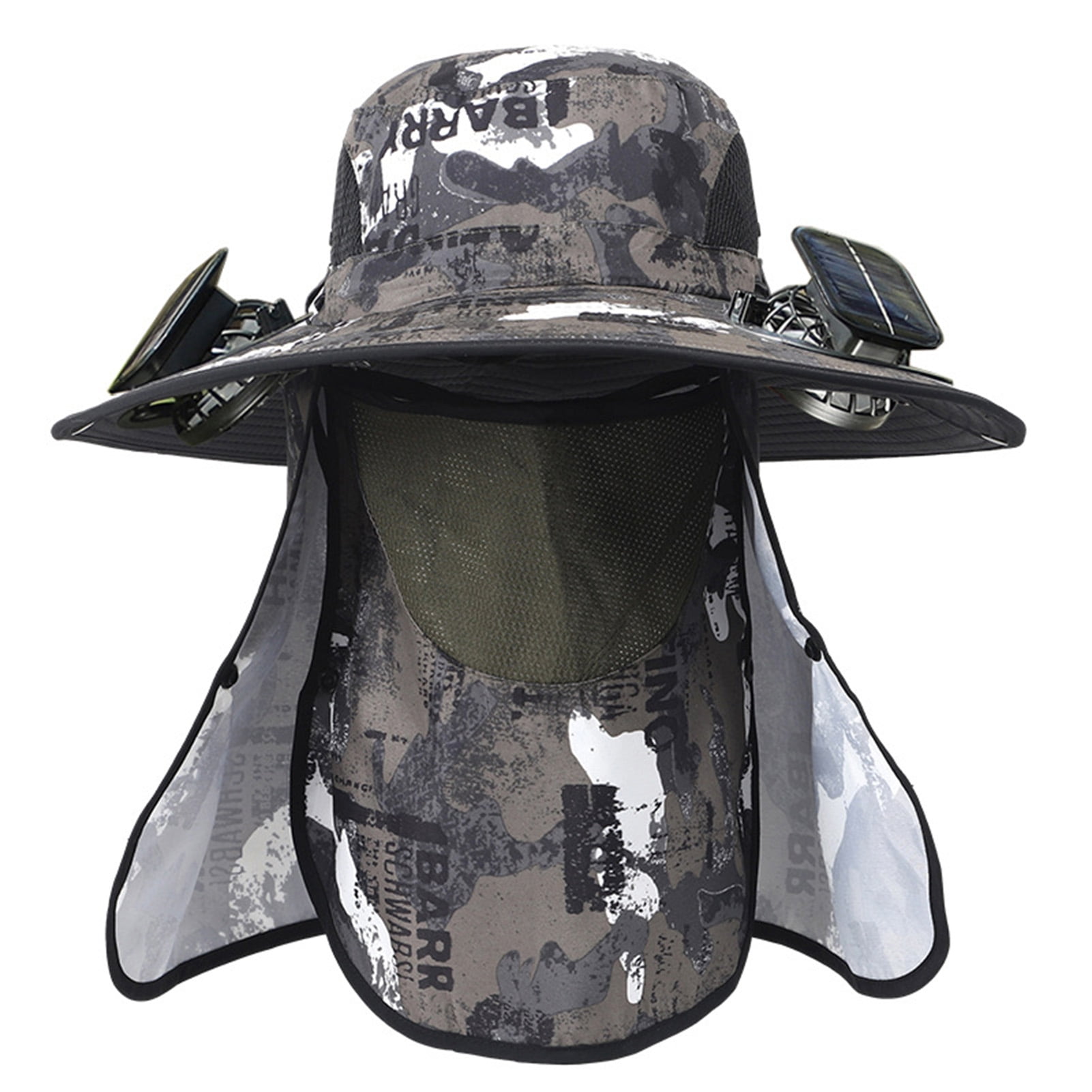 Riguas Solar Fan Wide Brim Sun Hat with Neck Flap & Face Guard - 3 ...