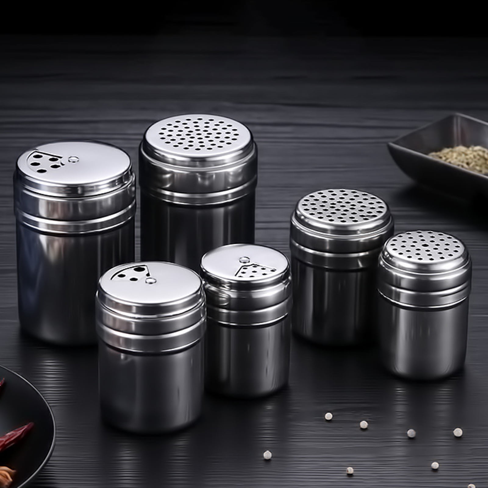 Riguas Spice Jar Portable Space Saving Stainless Steel Salt Sugar ...