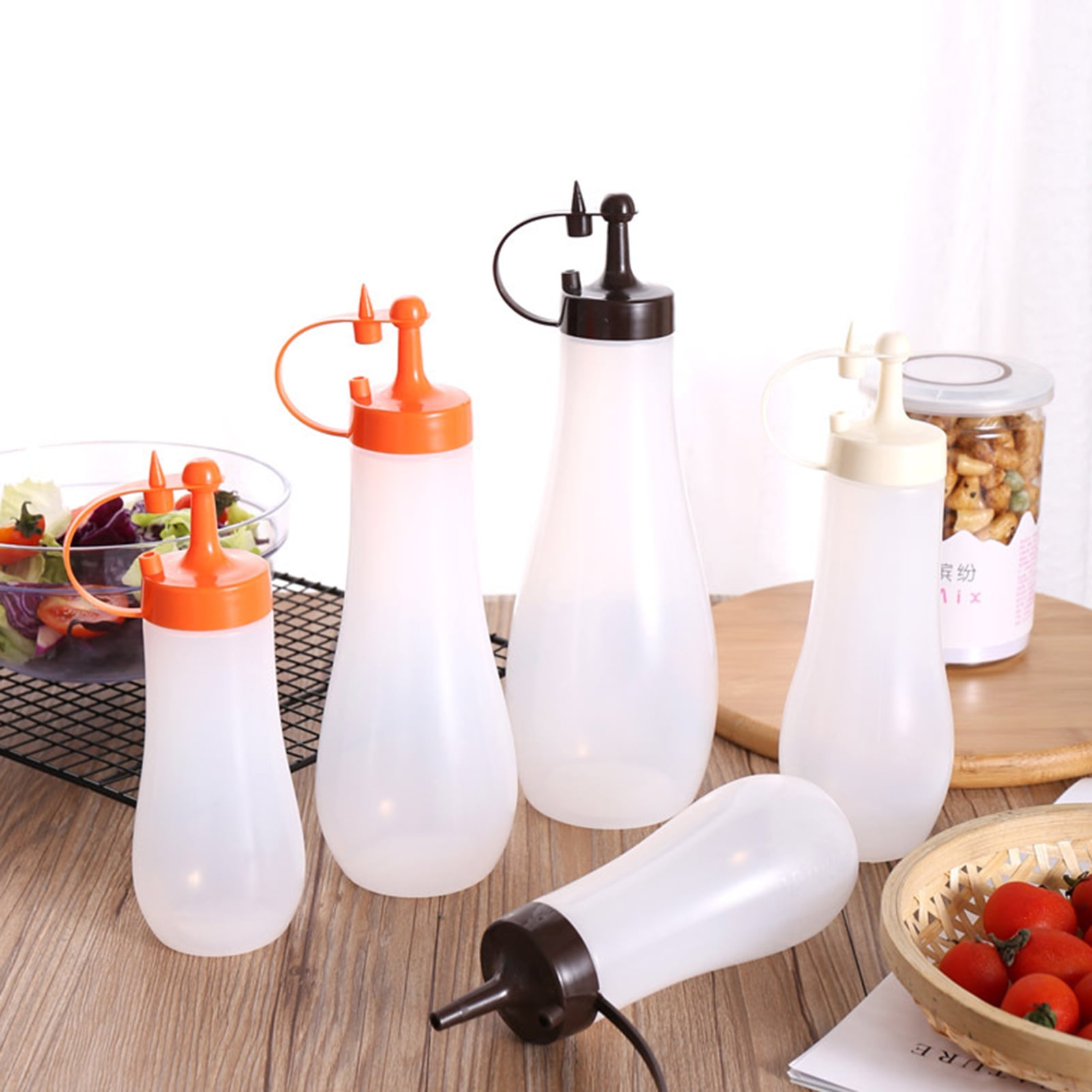Riguas Squeeze Sauce Bottle Food Grade Pointed Mouth Design PE Reducing ...