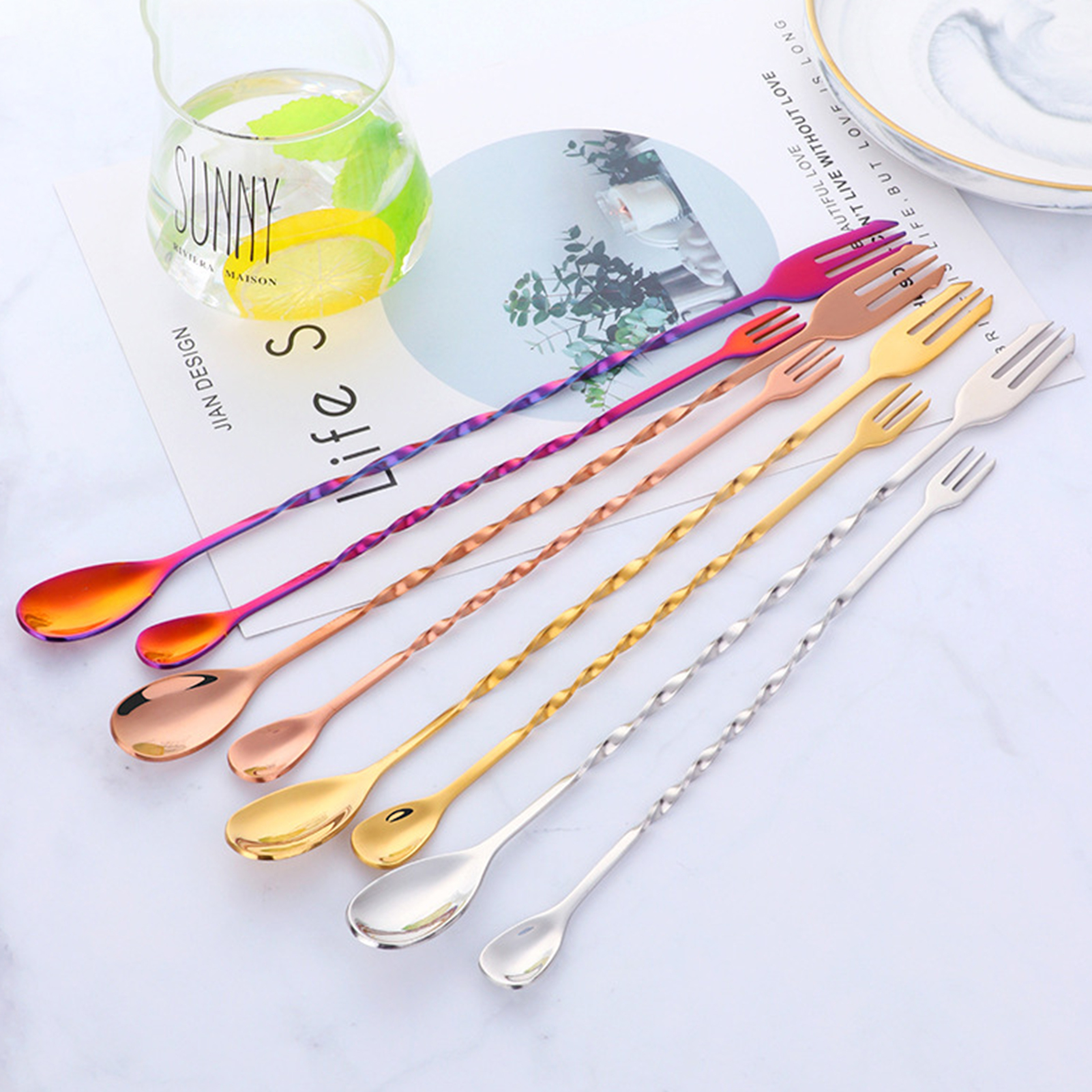 Riguas Stirring Spoon Stainless Steel Double Head Long Handle Easy to ...