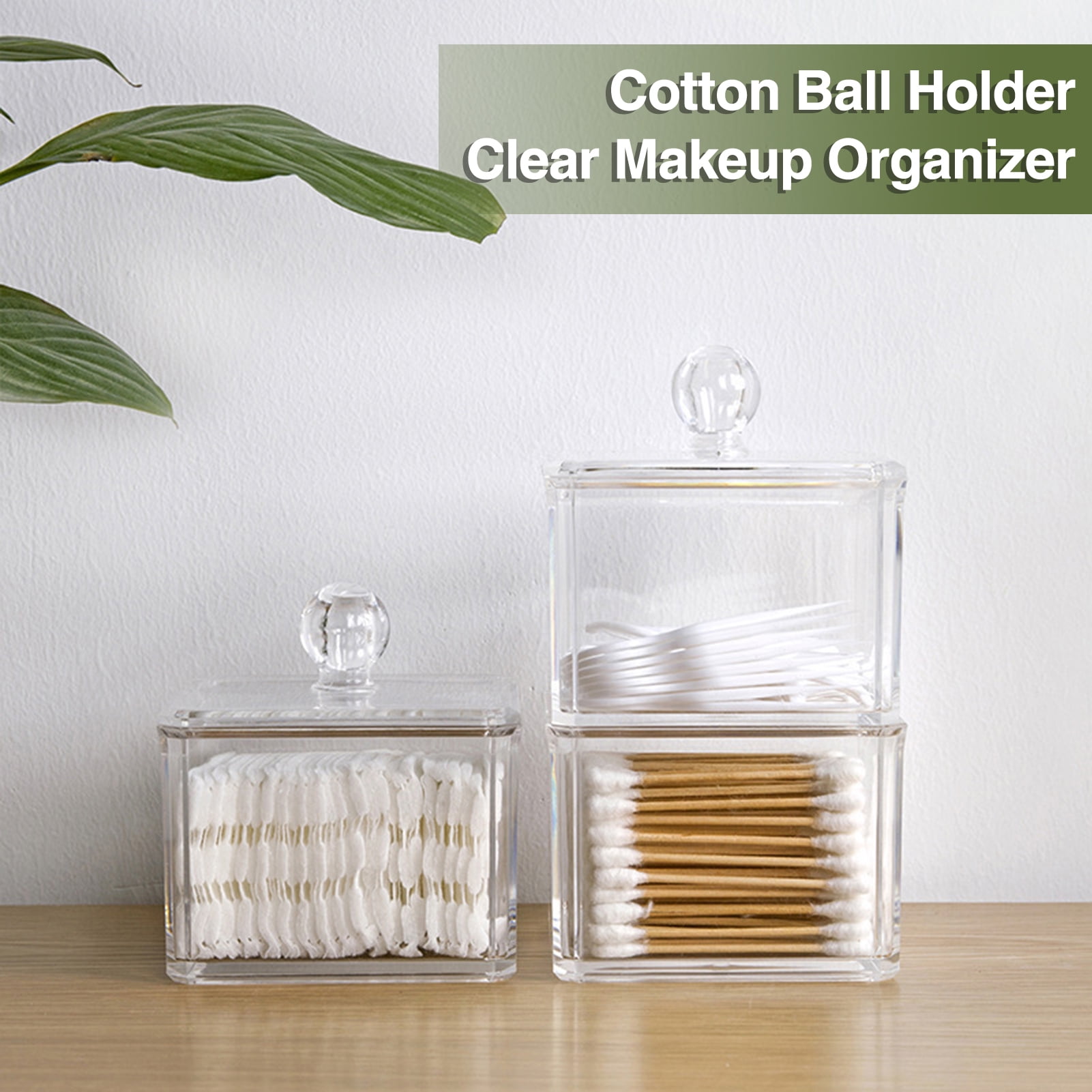 Riguas Storage Box Acrylic with Lid Makeup Remover Cotton Box ...