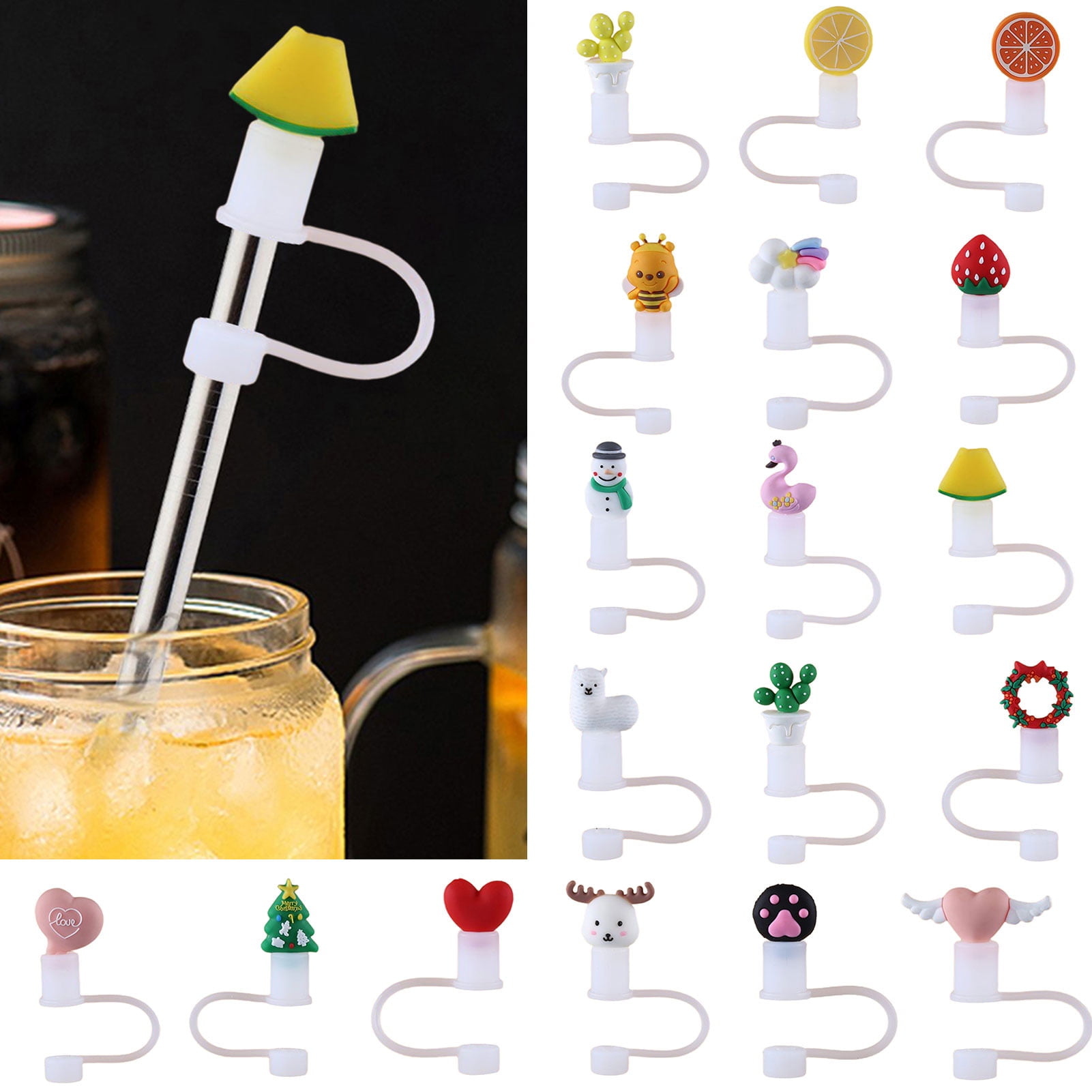 Riguas Straw Cover Non-slip Splash-proof Dustproof Portable DIY ...