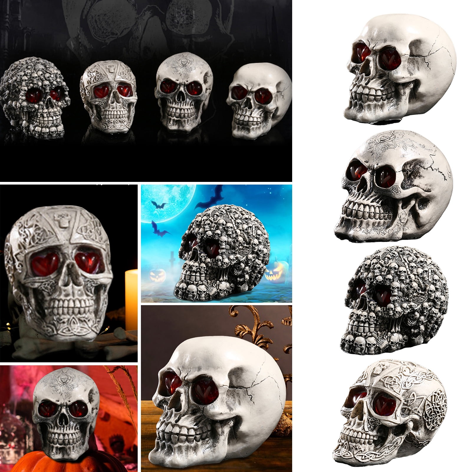 Riguas Studio Skull Head Sculpture Halloween Decoration Skull Decor ...