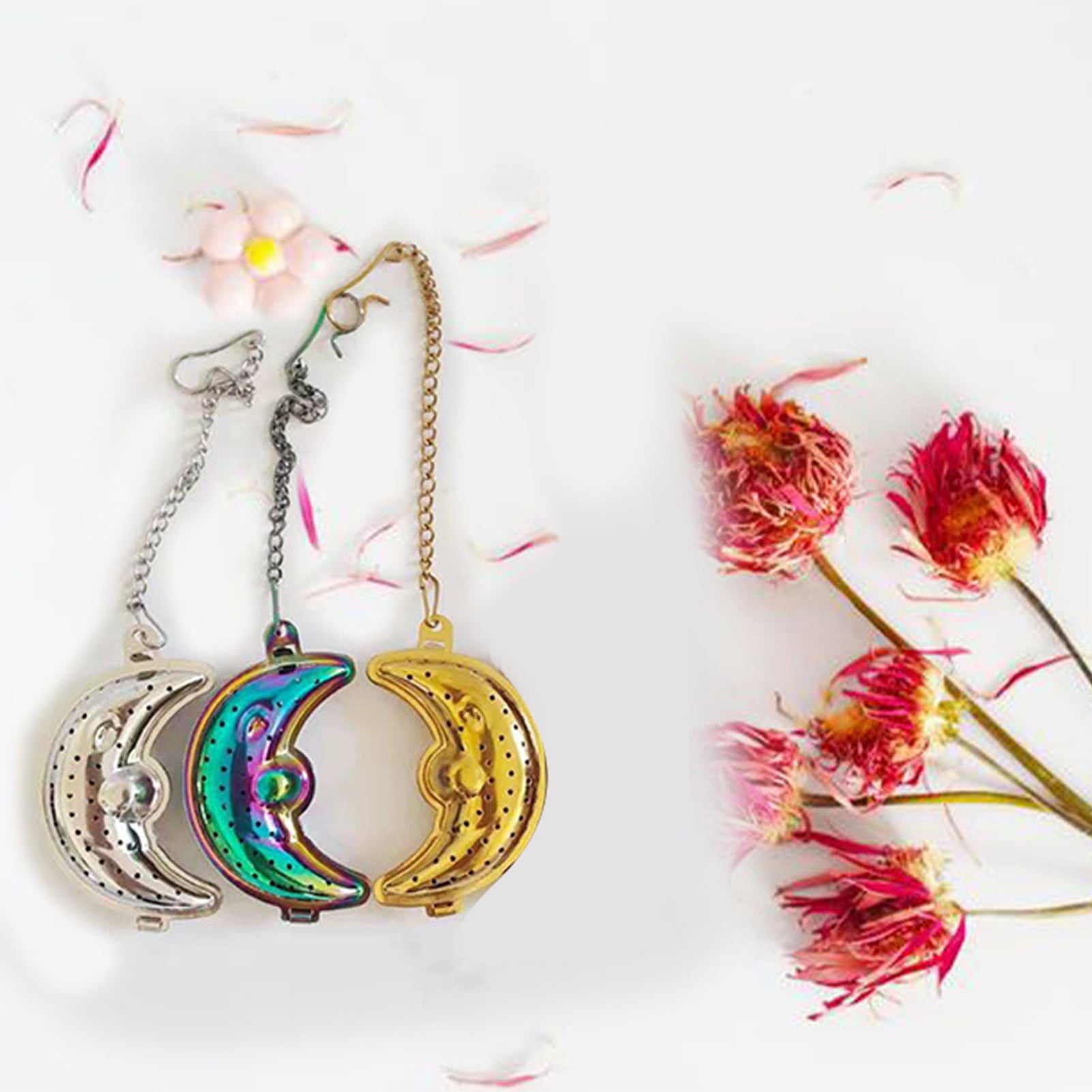 Riguas Tea Strainer with Chain Multi-purpose Stainless Steel Cute Moon ...