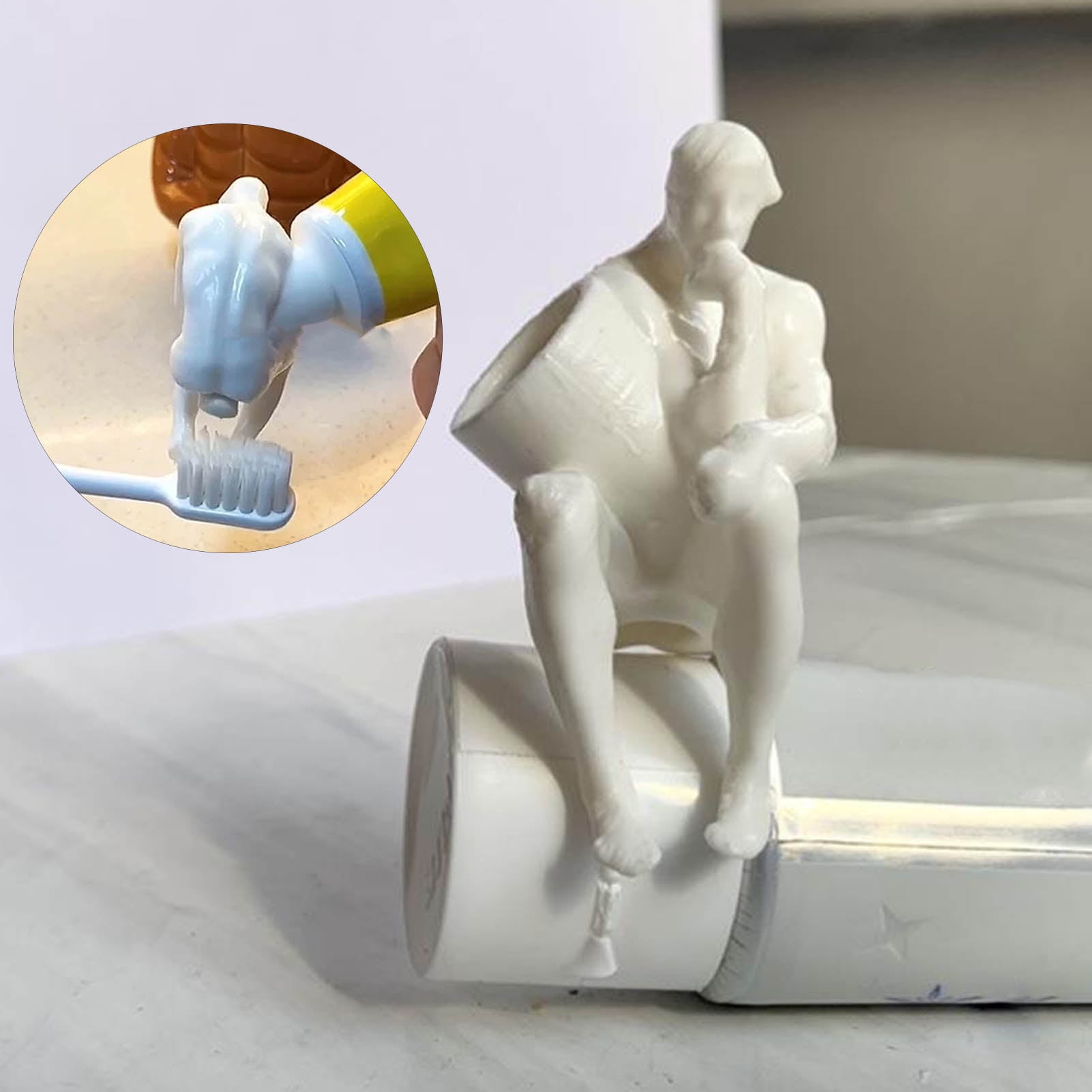 Riguas Toothpaste Squeezer Quirky 3D Printed Thinker Style Wide ...