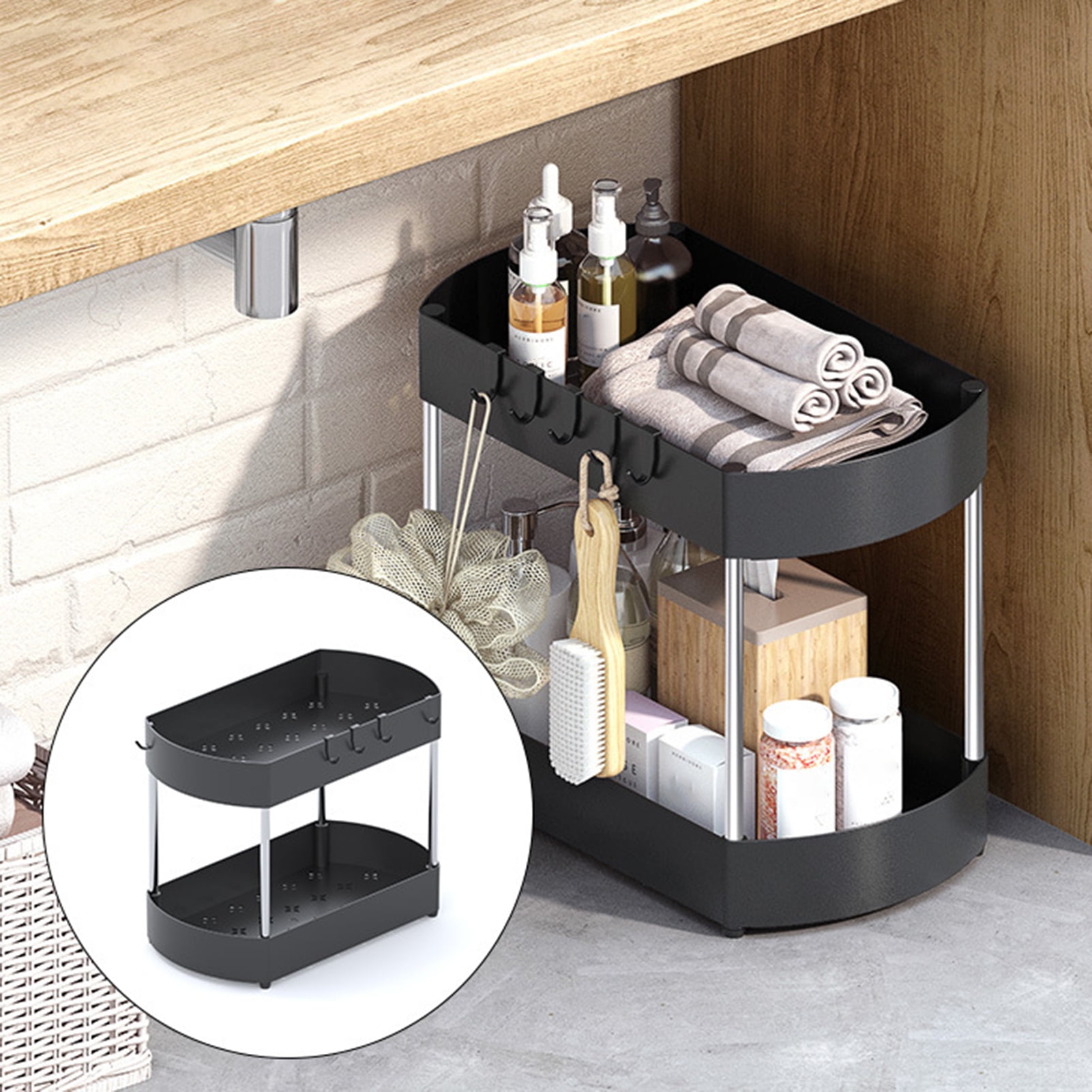 Riguas Under Sink Storage Rack Double Layer Modern Multi-functional ...