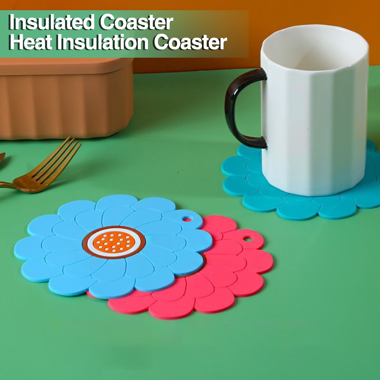 Riguas Water Cup Insulated Coaster Flower Shape Coffee Coaster Anti ...