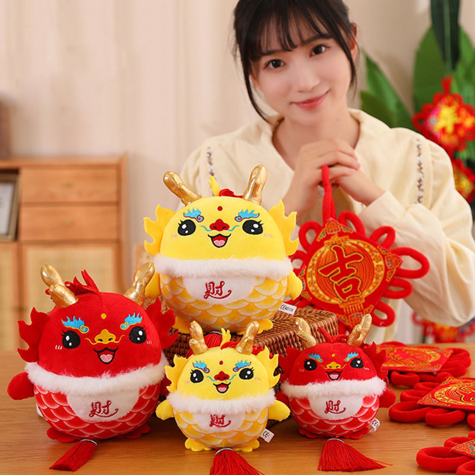 Riguas Year of 2024 Mascot Dragon Plush Doll Pendant Cute Embroidery ...