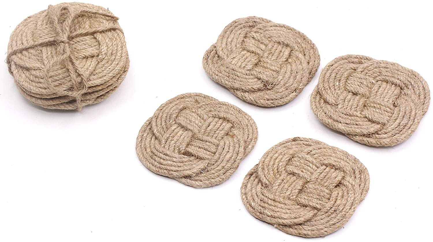 Rii Brand Jute Rope Coaster Rustic Natural Color Set of 4, 4" - Walmart.com