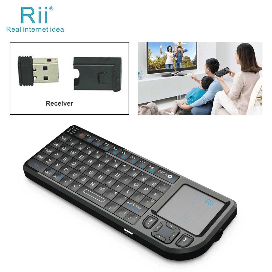 Rii K01V3 Mini Keyboard,Backlit 2.4GHz RF Wireless Keyboard with IR ...