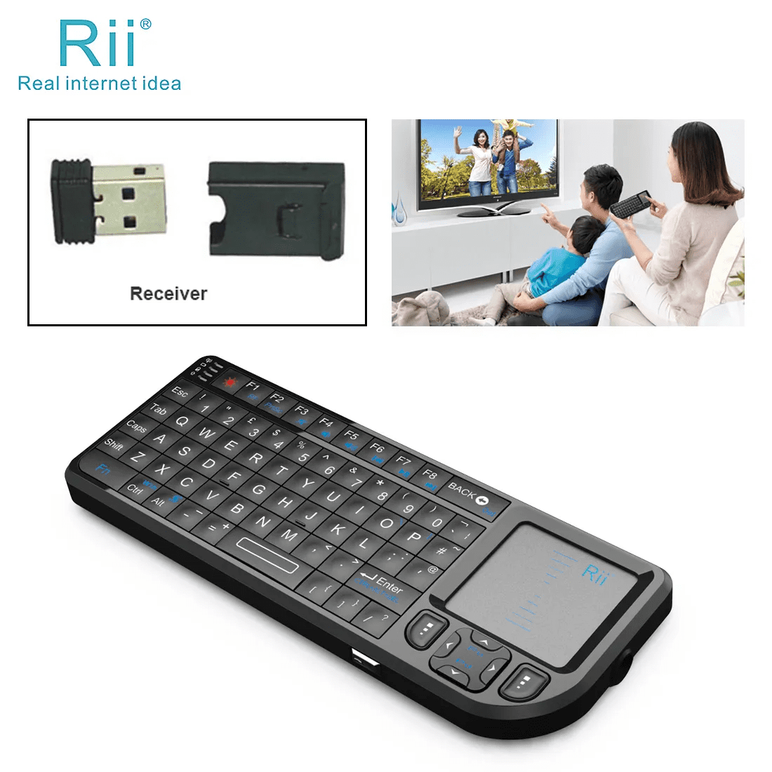 Rii K01V3 Mini Keyboard,Backlit 2.4GHz RF Wireless Keyboard with IR ...