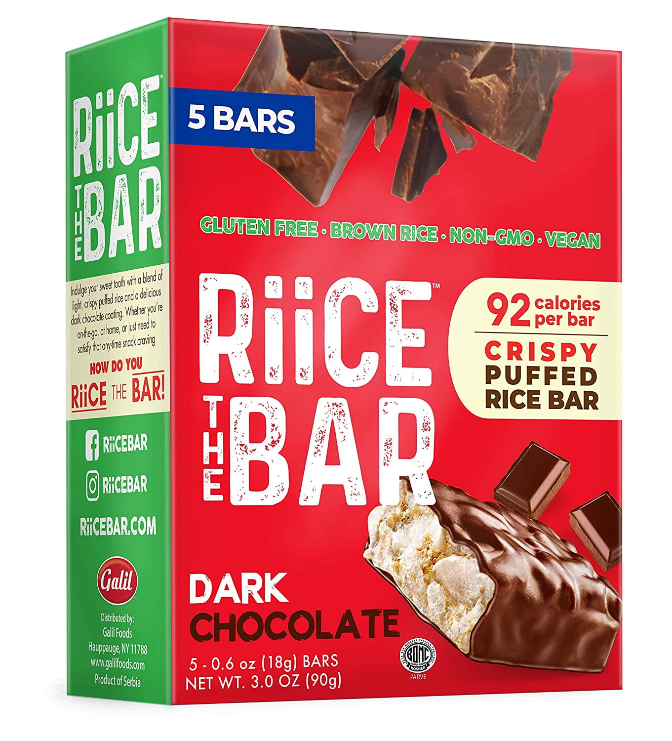 RiiCE THE BAR - Crispy Puffed Rice Bar | Real Chocolate Coated | Gluten ...