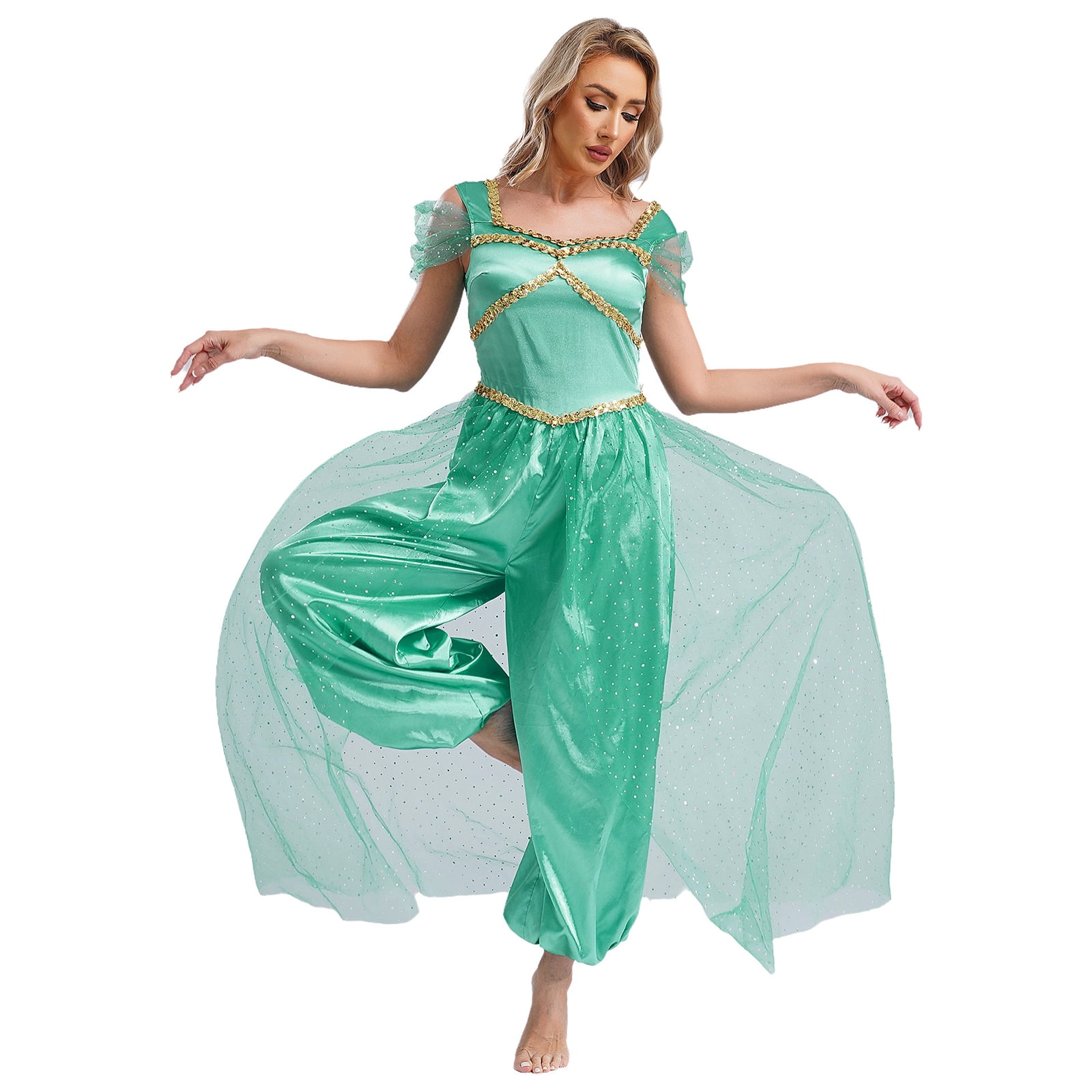 Riismen Belly Dancer Costumes for Women Sequin Trim Pumpkin Pants with ...