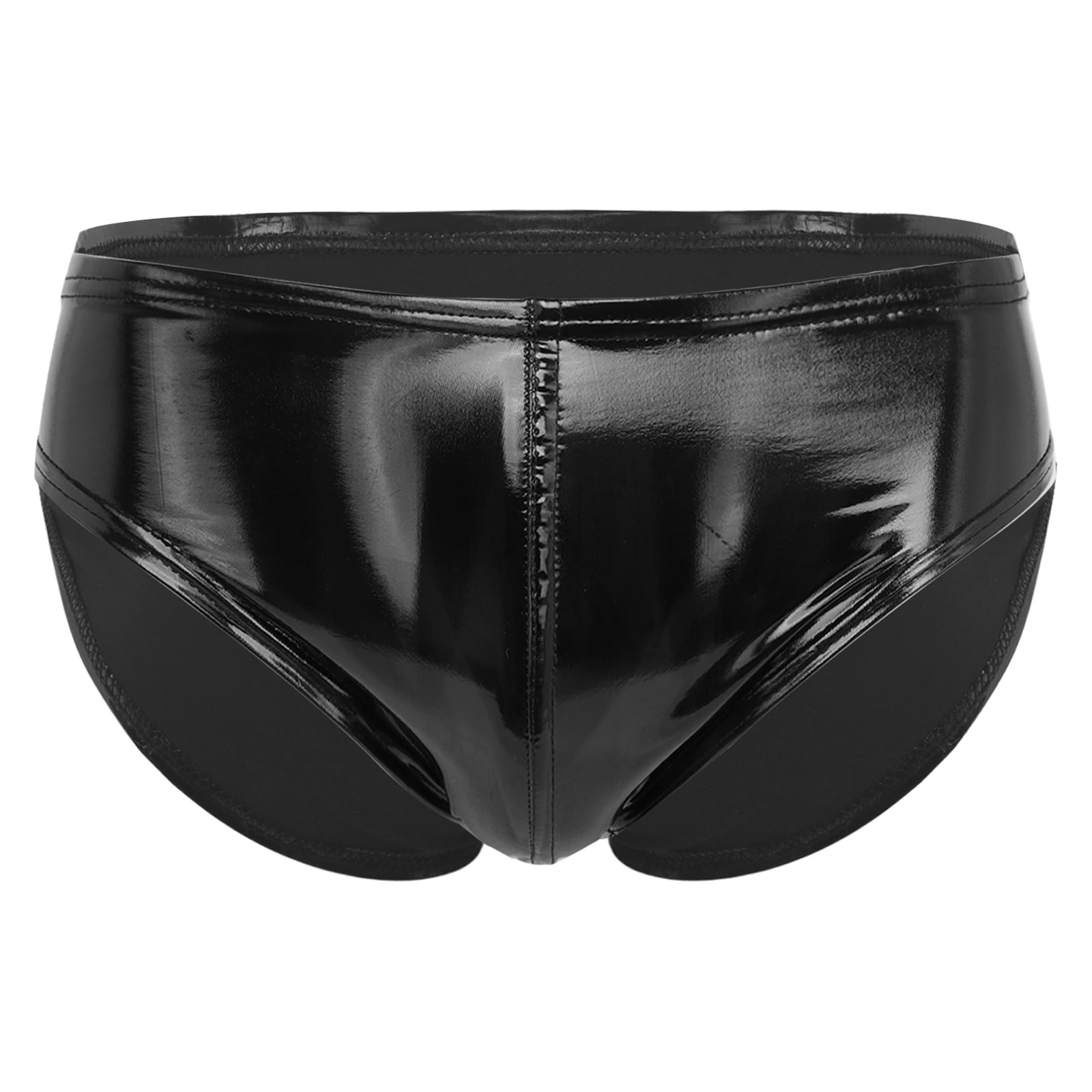 Riismen Men Wet Look Patent Leather Swimming Trunks Low Rise Boxer ...