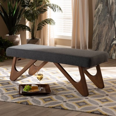 Rika Upholstered Brown Boomerang Bench - Walmart.com