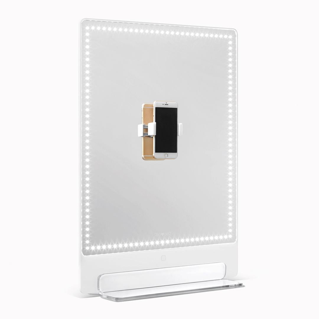 Riki Tall LED Vanity Mirror with 5X Magnification, Bluetooth Selfie ...