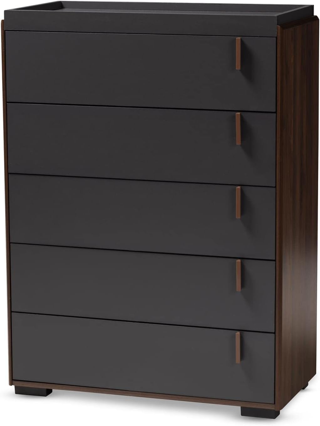 5 Drawer Rikke Two-Tone Wood Chest Brown - Baxton Studio