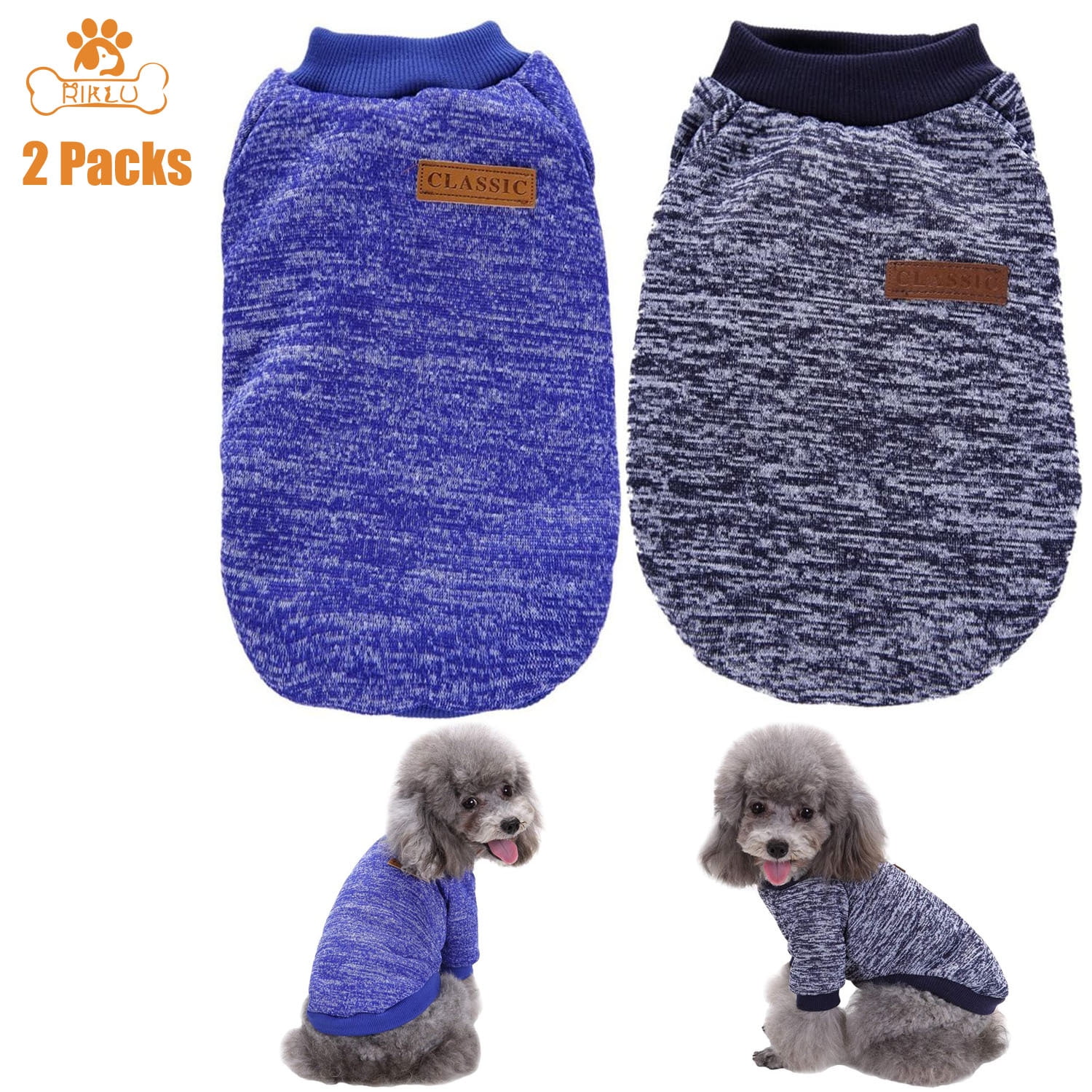 Riklu 2 Pcs Dog Clothes for Small Dogs, Dogs Sweater Soft Puppies ...