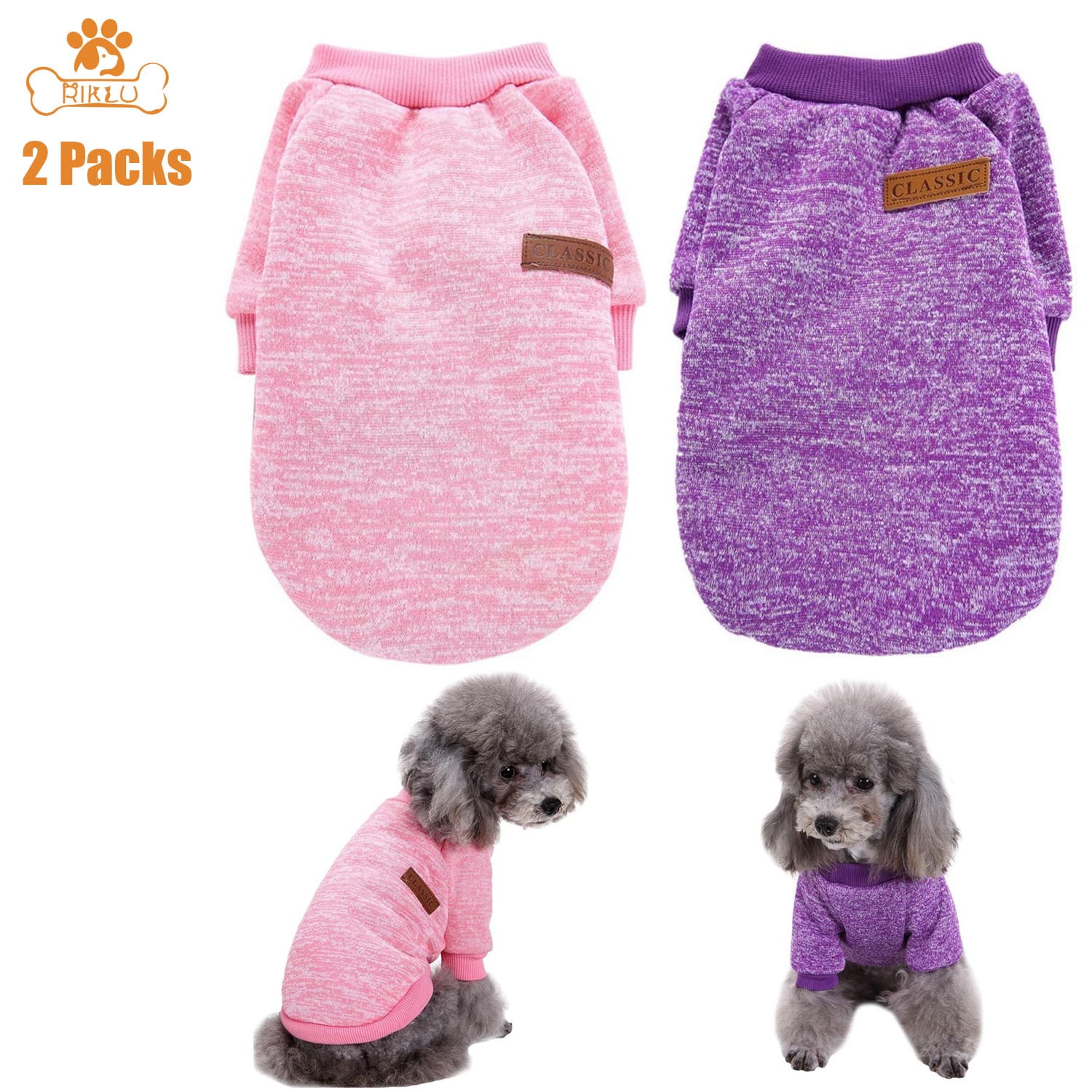 Riklu 2 Pcs Dog Clothes for Small Dogs, Dogs Sweater Soft Puppies ...