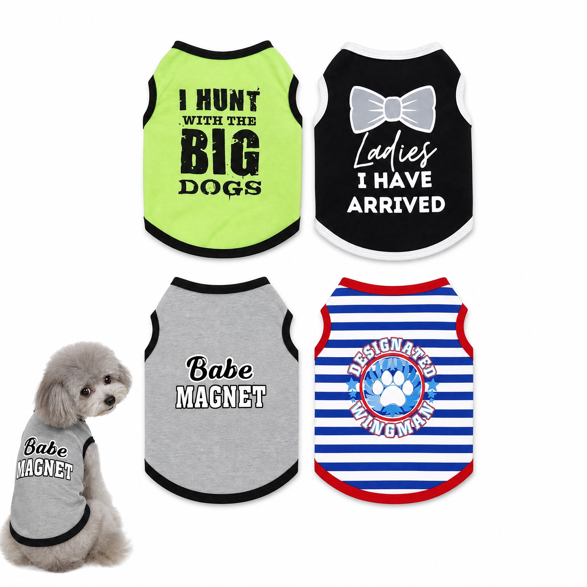 Riklu 4 Pack Dog Shirts for Small Dogs, Polyester Breathable Sleeveless ...