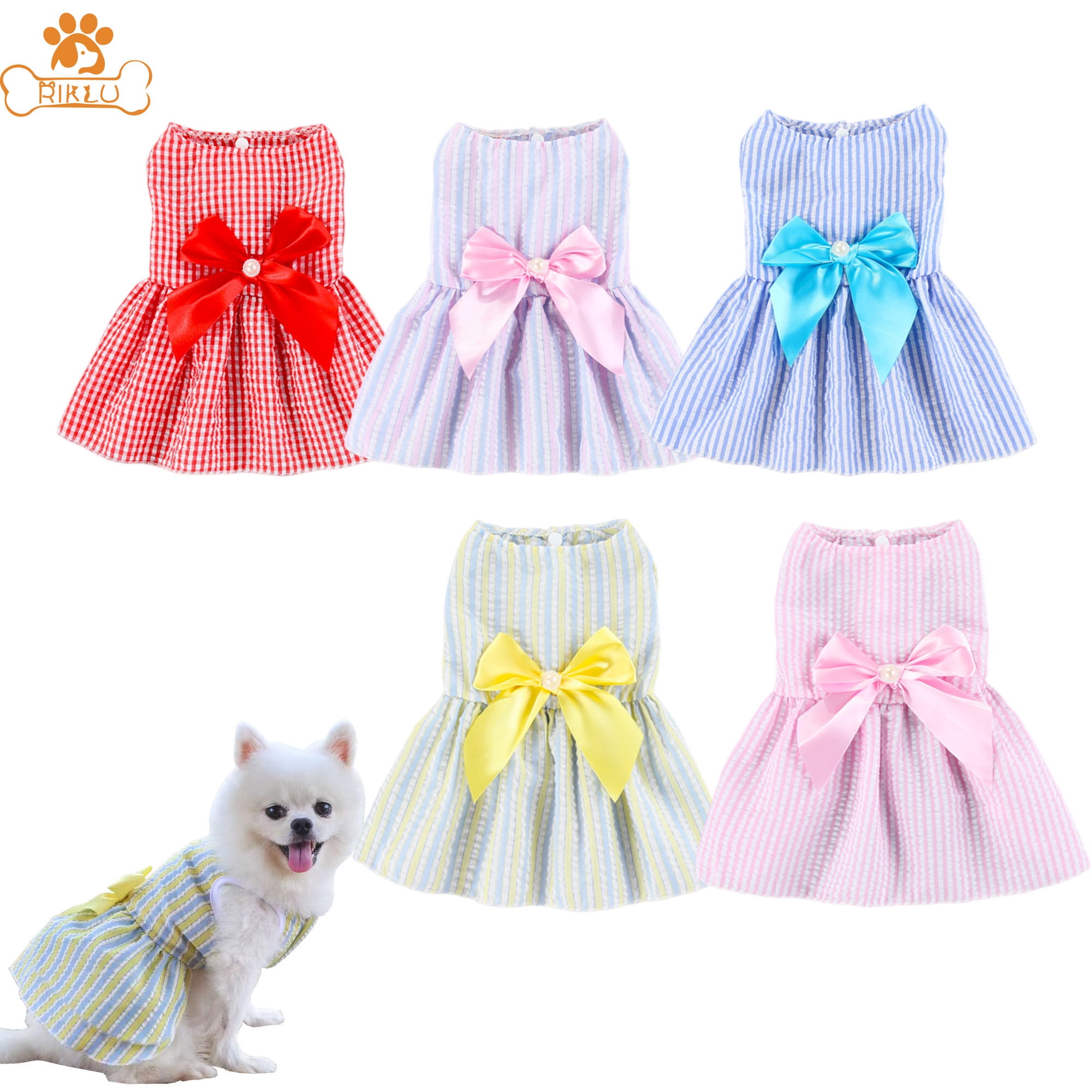Riklu 5 PcsDog Dresses for Small Dogs Girls, Floral Puppy Dresses ...