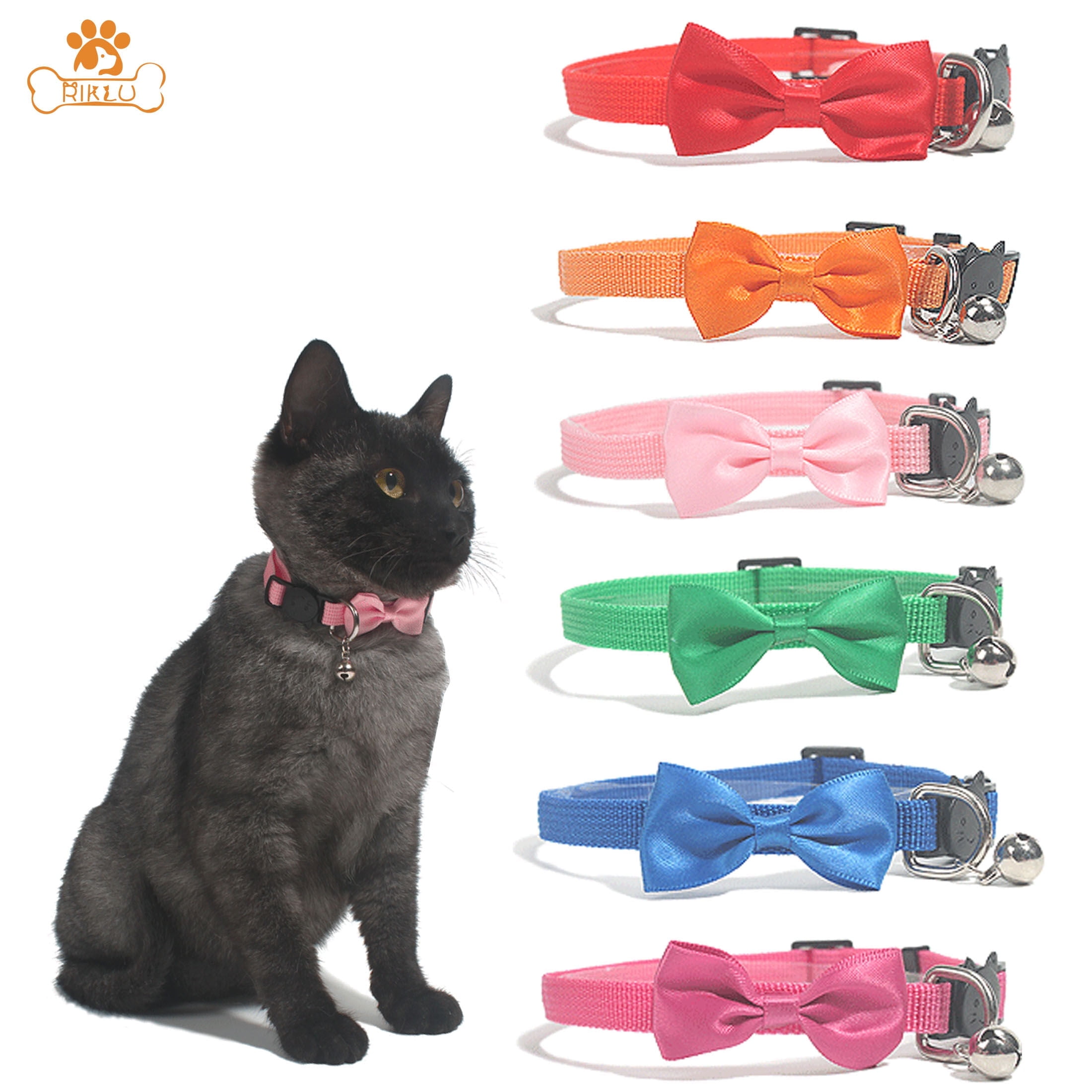 Riklu 6 Pack Breakaway Cat Collars with Bow Tie and Bell,Cute Pet ...