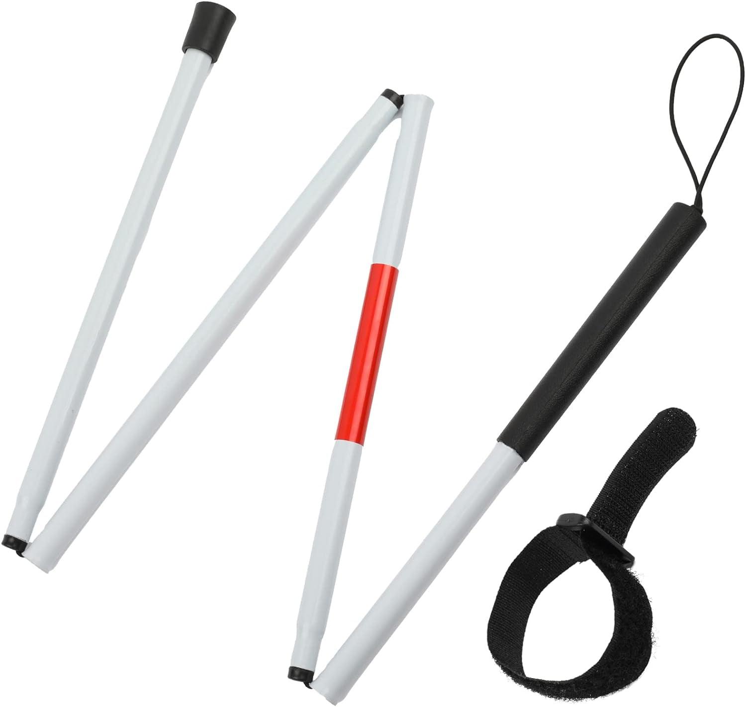Riklu Folding Blind Cane Walking Stick with Red Reflective Tape for The ...