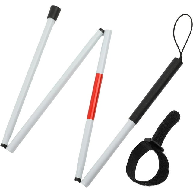 Riklu Folding Blind Cane Walking Stick with Red Reflective Tape for The ...