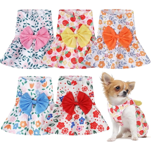 FYCONE Pet Dog Dress, Summer Princess Dresses, Floral Gauze Dog Vest ...