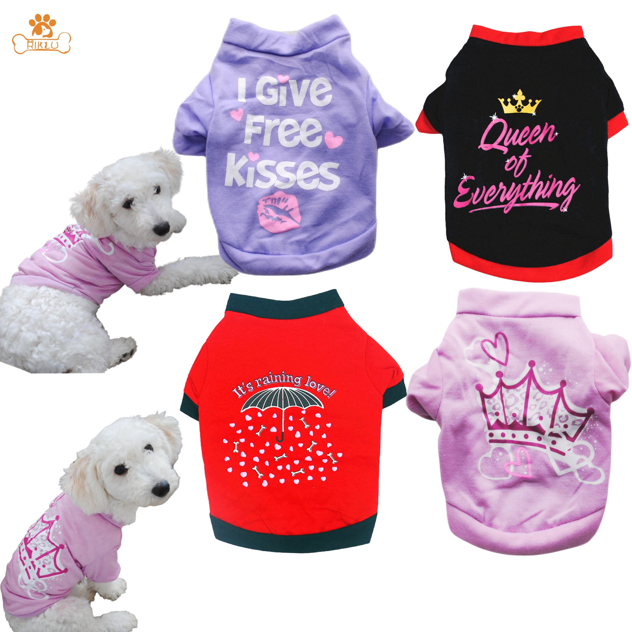Riklu XS Body Puppy Tees, Set of 4 Dog Shirts for Small Dogs, Pet ...