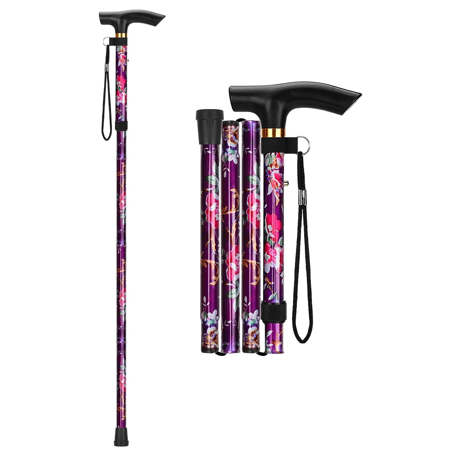 Riklu Walking Canes for Women Men, Folding Cnes for Walking, 5-Level ...