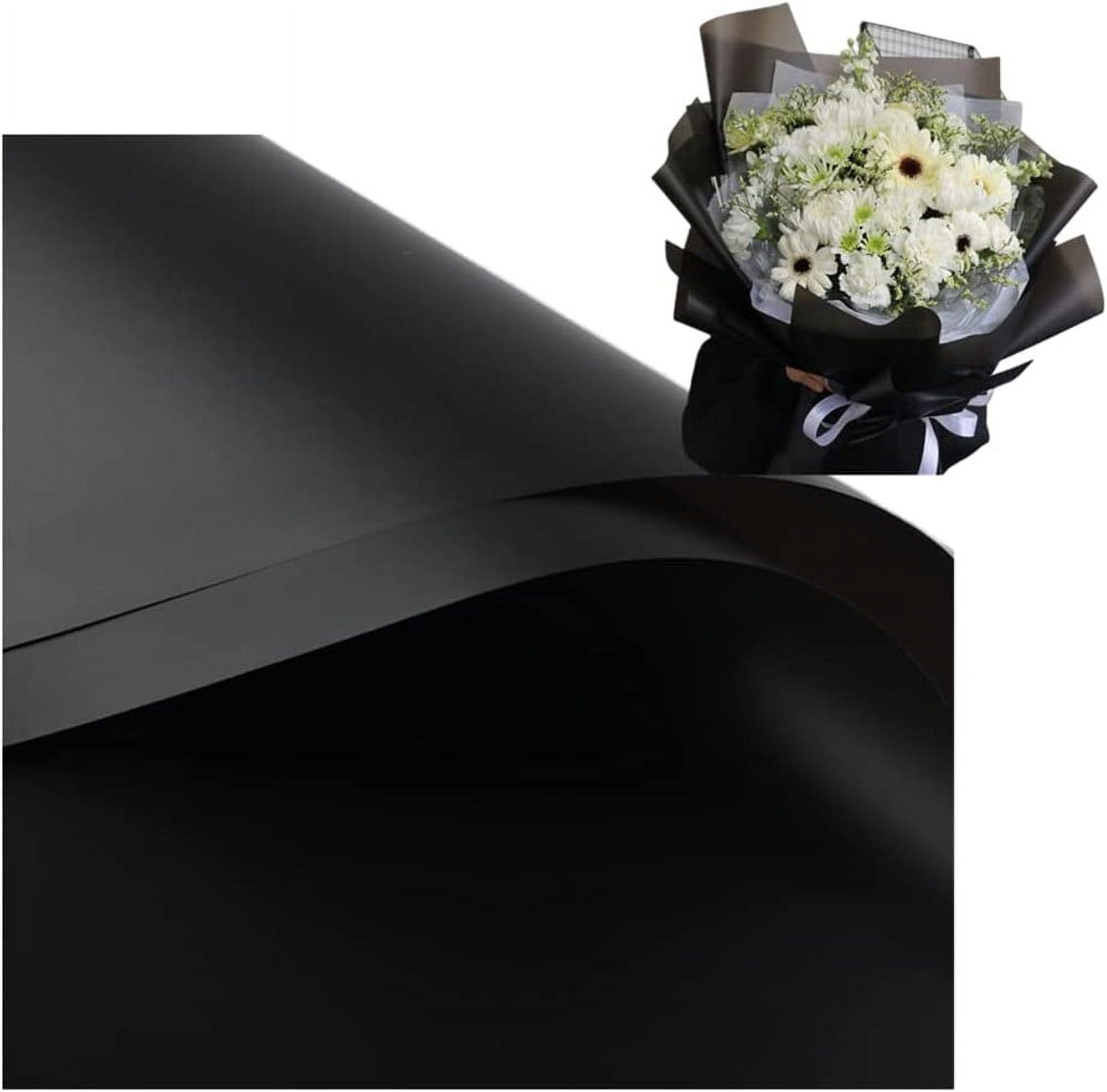 20-Count Vintage Black Waterproof Floral Wrapping Sheets for Flowers ...