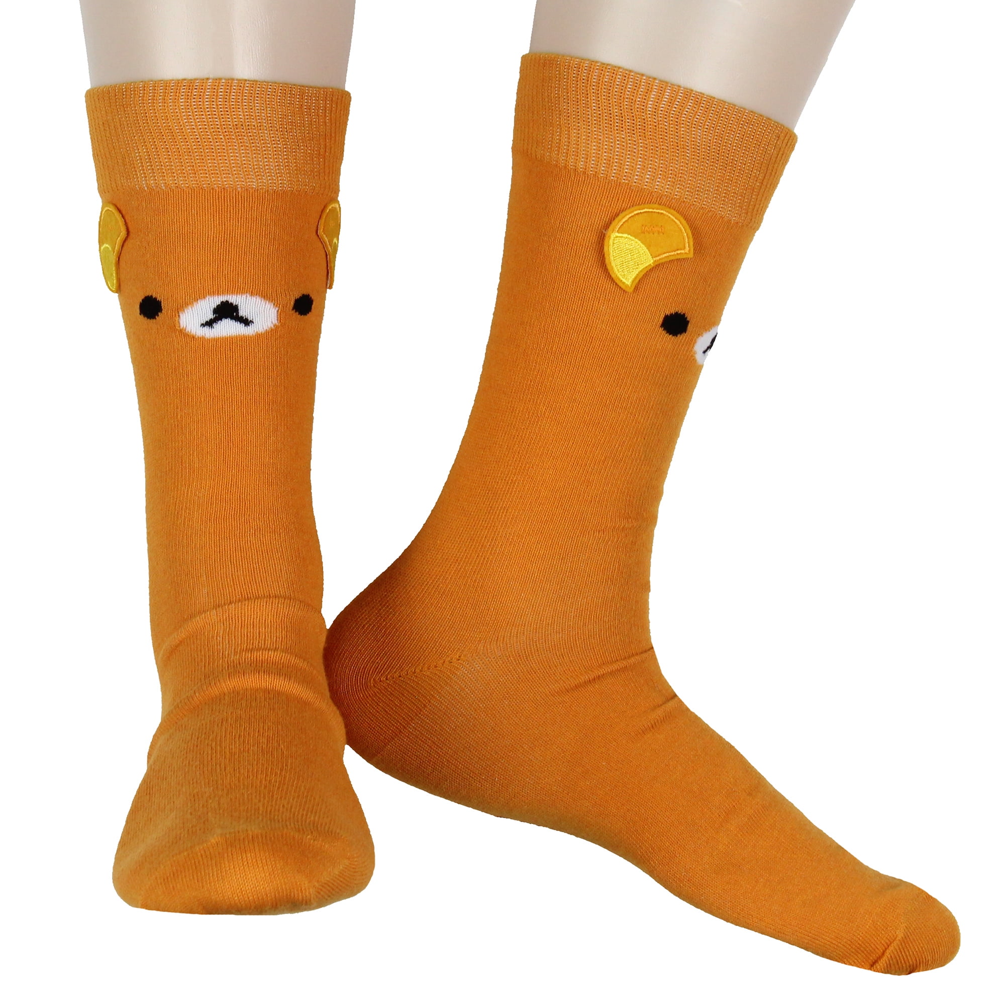Rilakkuma Men's Face Design with 3D Ears Adult Mid-Calf Crew Socks Shoe ...