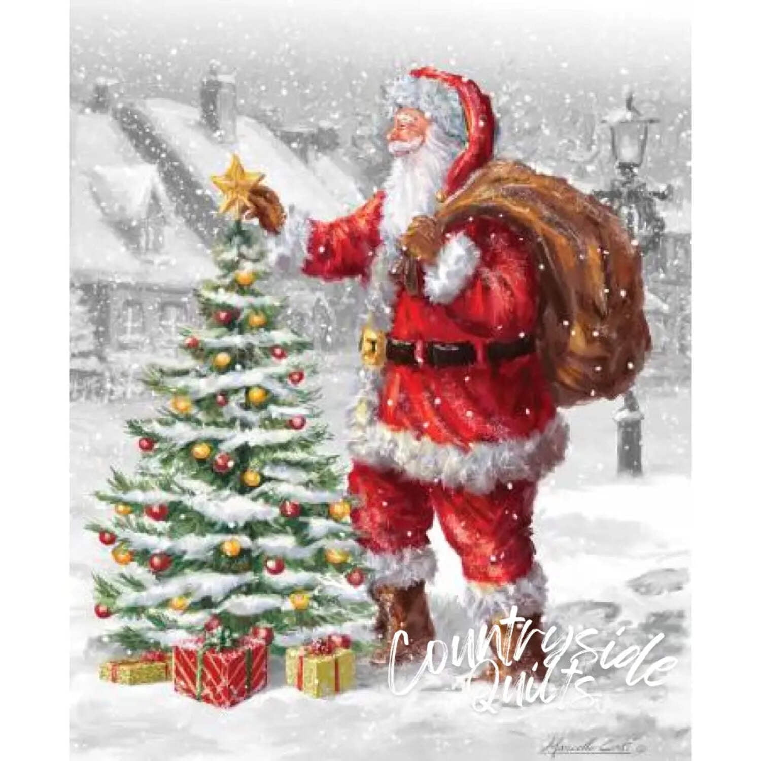 Riley Blake Designs Christmas Wishes Santa's Tree Panel - Walmart.com