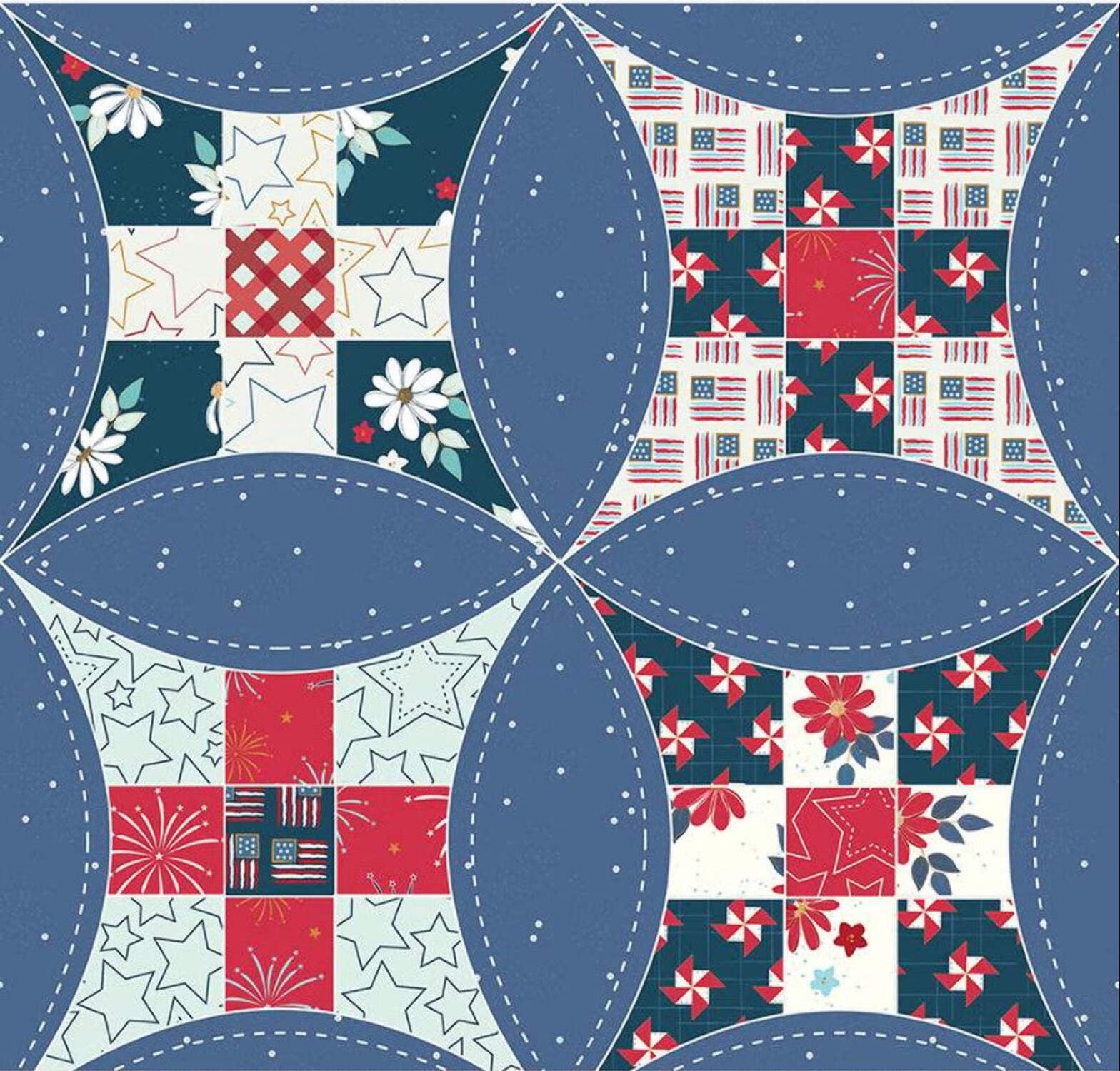 Riley Blake 108 Inch Wide Sweet Freedom Blue 100% Cotton Fabric Sold by ...