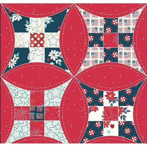 Riley Blake 108 Inch Wide Sweet Freedom Red 100% Cotton Fabric Sold by ...
